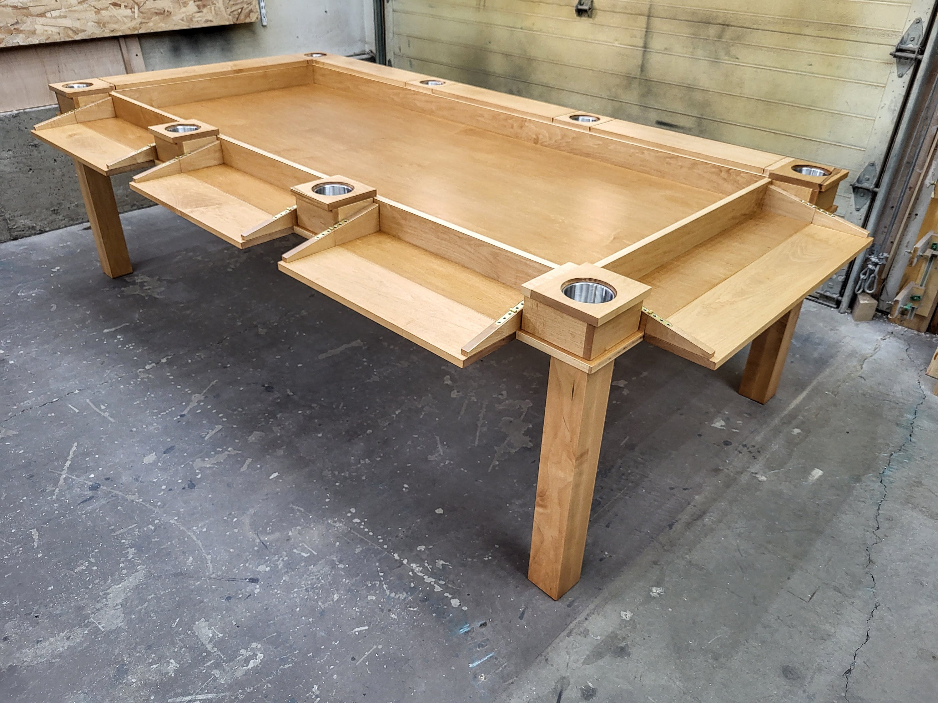 Maple Board Game Table With 8 Player Stations & 3-piece Spill-resistant ...