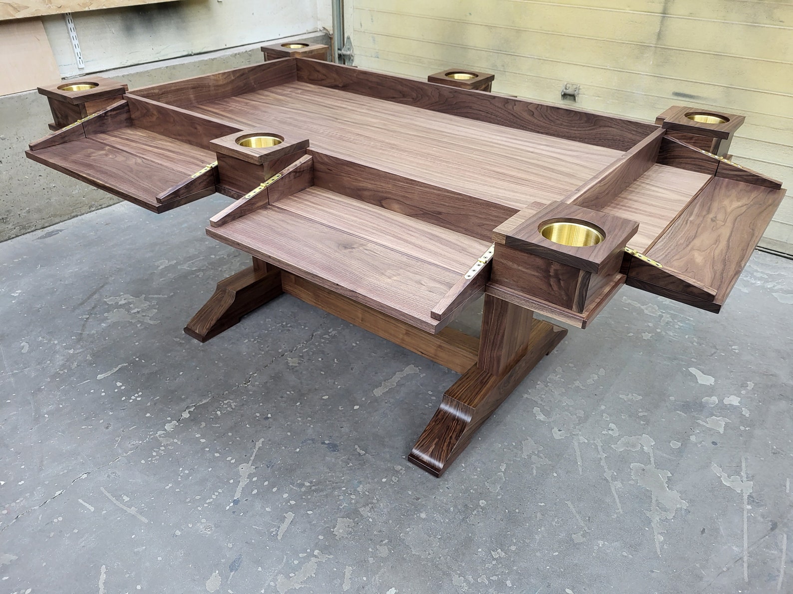 Walnut Board Game Table With Player Stations, & 3-piece Spill-resistant ...