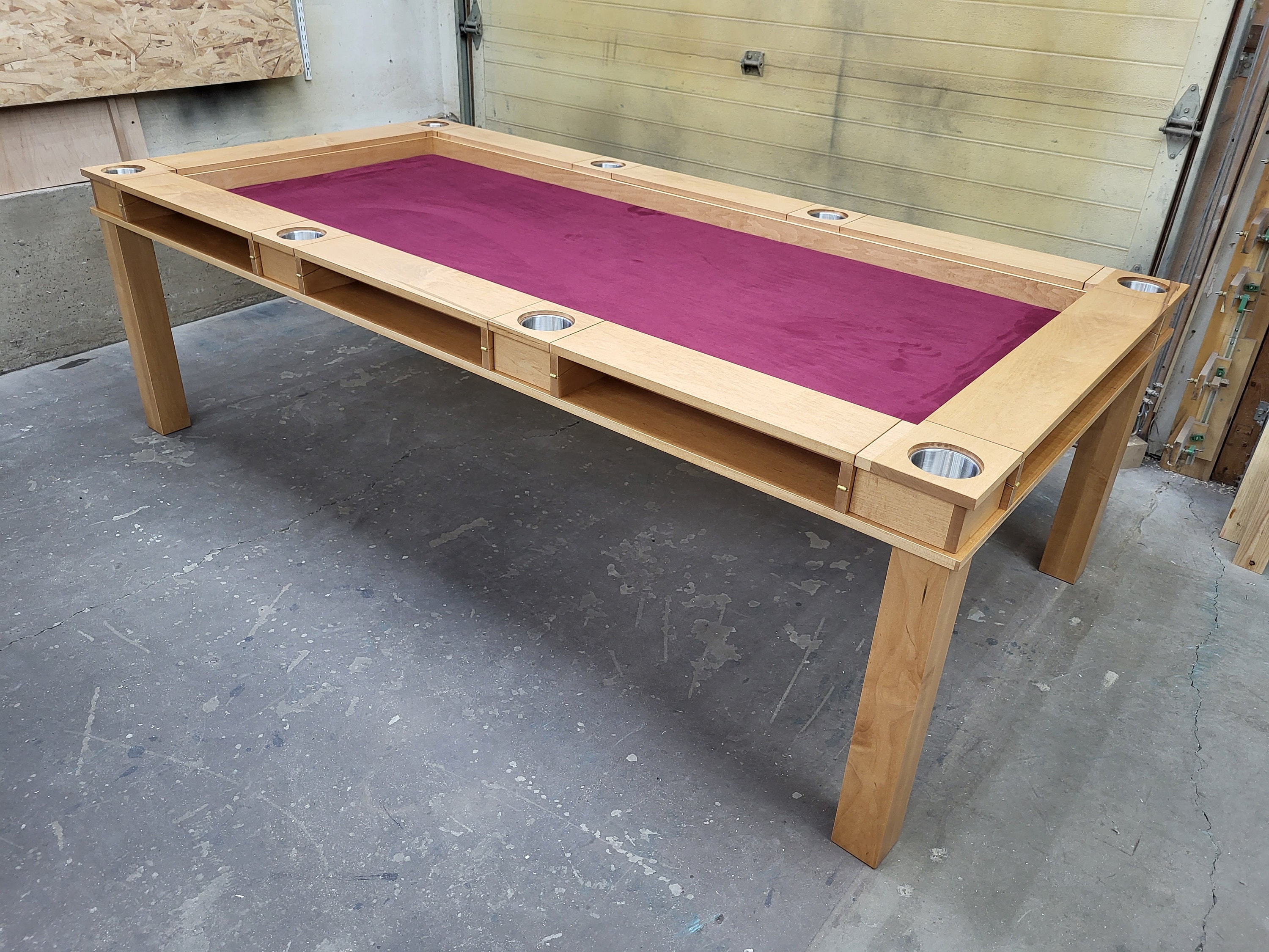 Maple Board Game Table With 8 Player Stations & 3-piece Spill-resistant ...