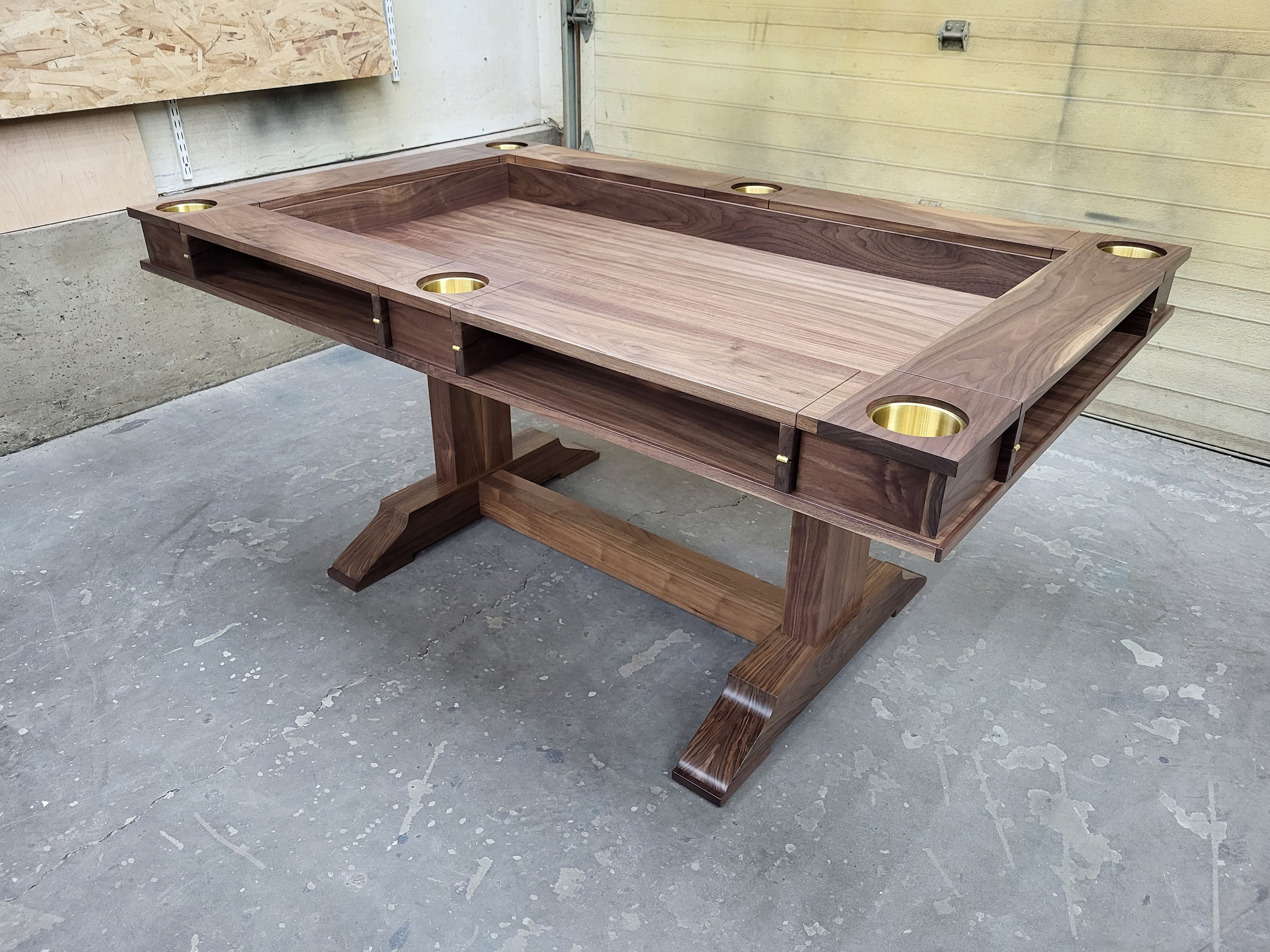 Walnut Board Game Table With Player Stations, & 3-piece Spill-resistant ...