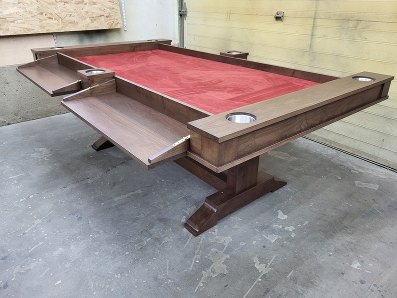 Maple Board Game Table With Four Player Stations & 3-piece Spill ...