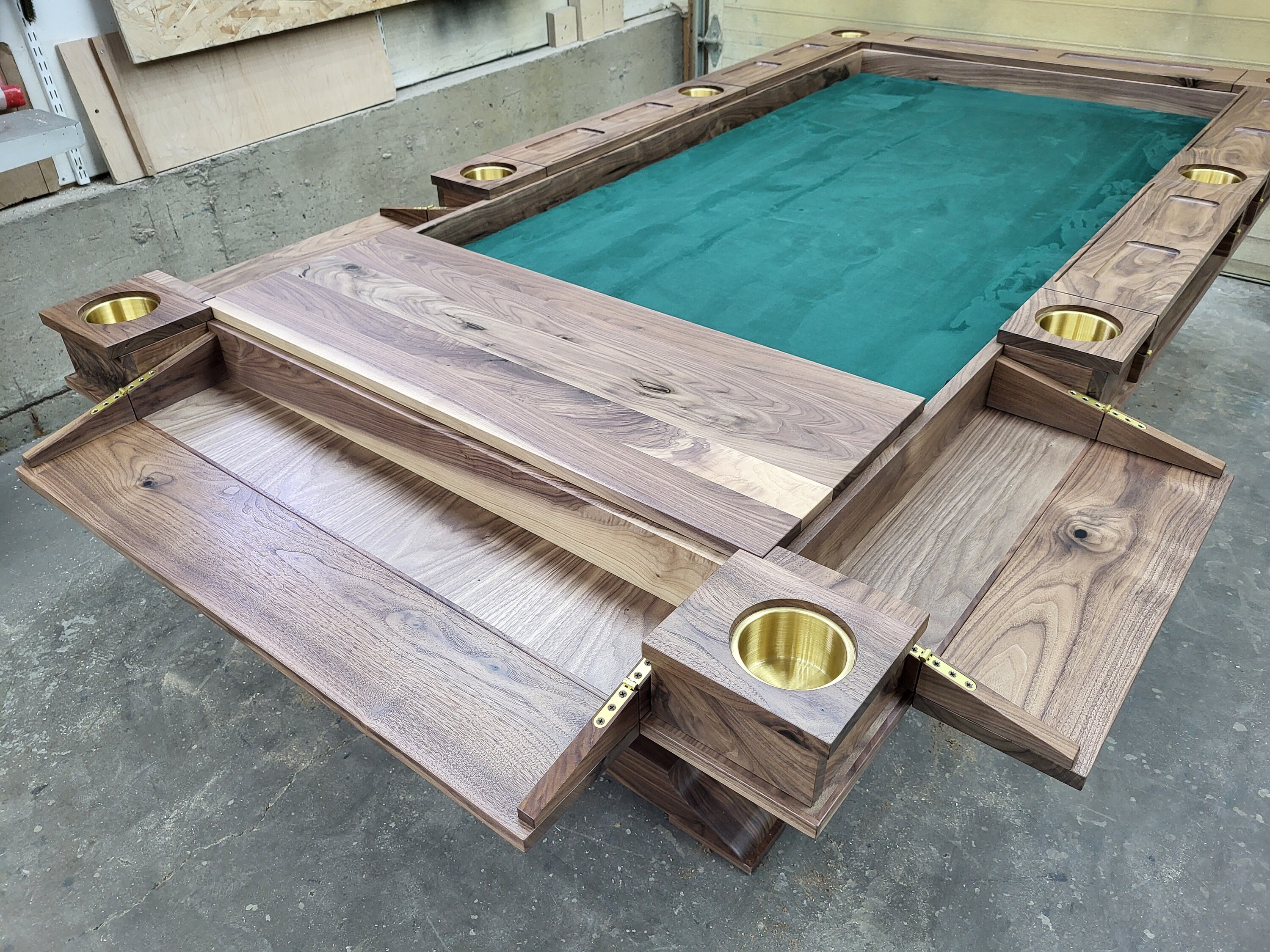 Walnut Board Game Table With Player Stations, Card Holders, Component ...