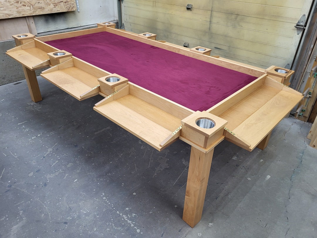 Maple Board Game Table With 8 Player Stations & 3-piece Spill-resistant ...
