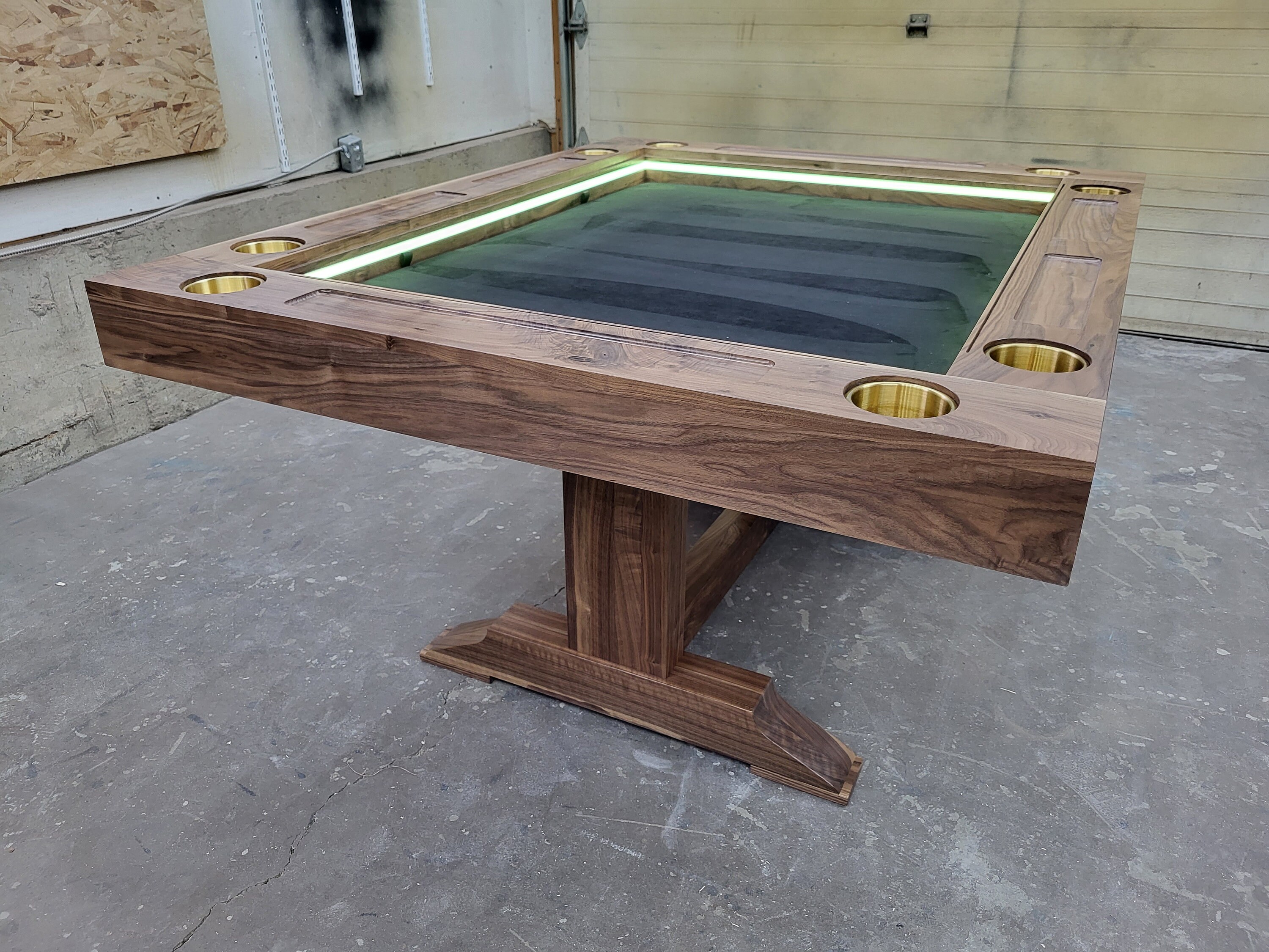 Walnut Board Game Table With Led's, 3-piece Inset Cover, Card Notch ...