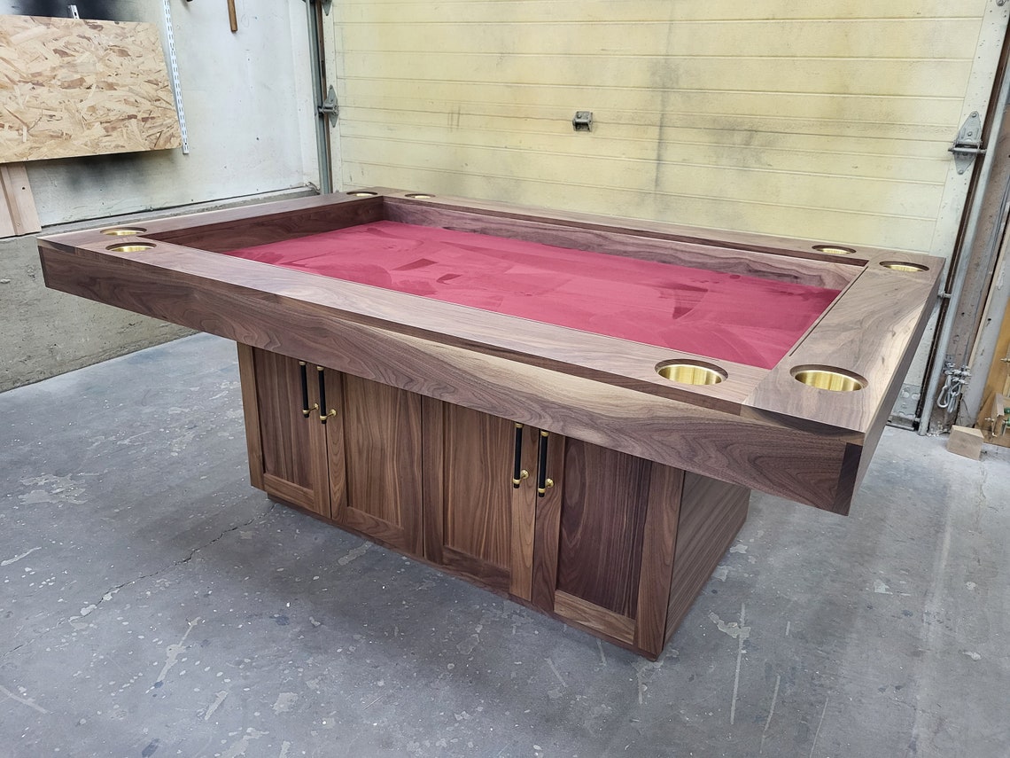 Walnut Board Game Table With Cabinet Base & 1-piece Full Cover - Etsy
