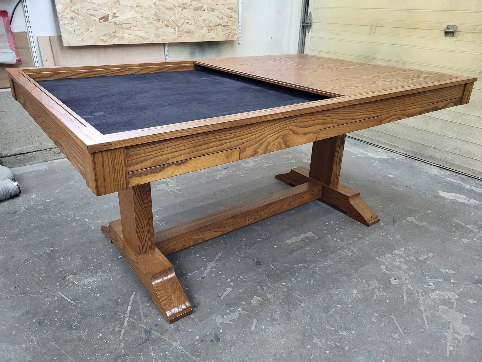 Ash Board Game Table With Slide Out Platforms & Drawers, 4-piece Inset ...