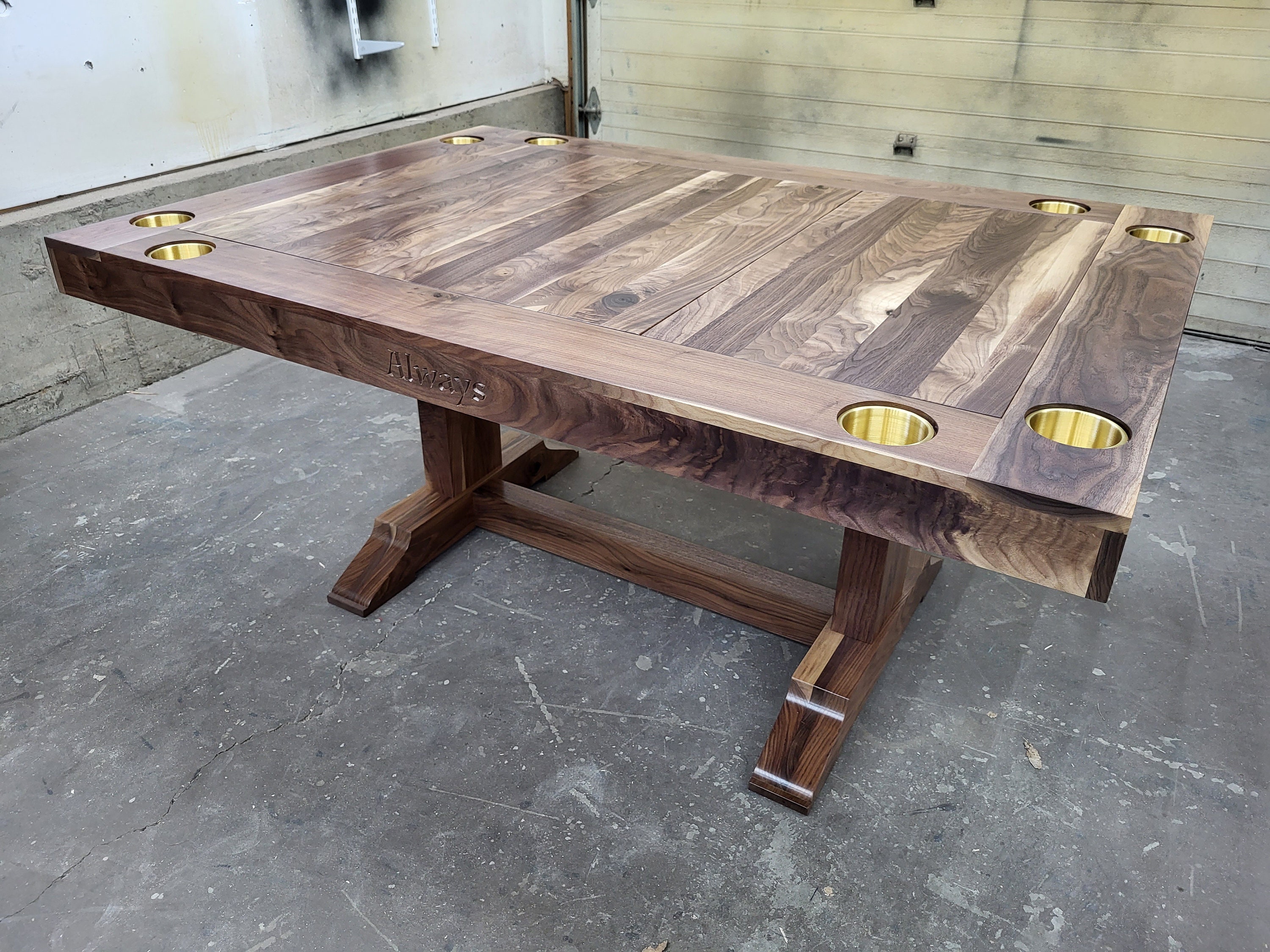 Walnut Board Game Table With Led's & Upholstered Inset Cover - Etsy