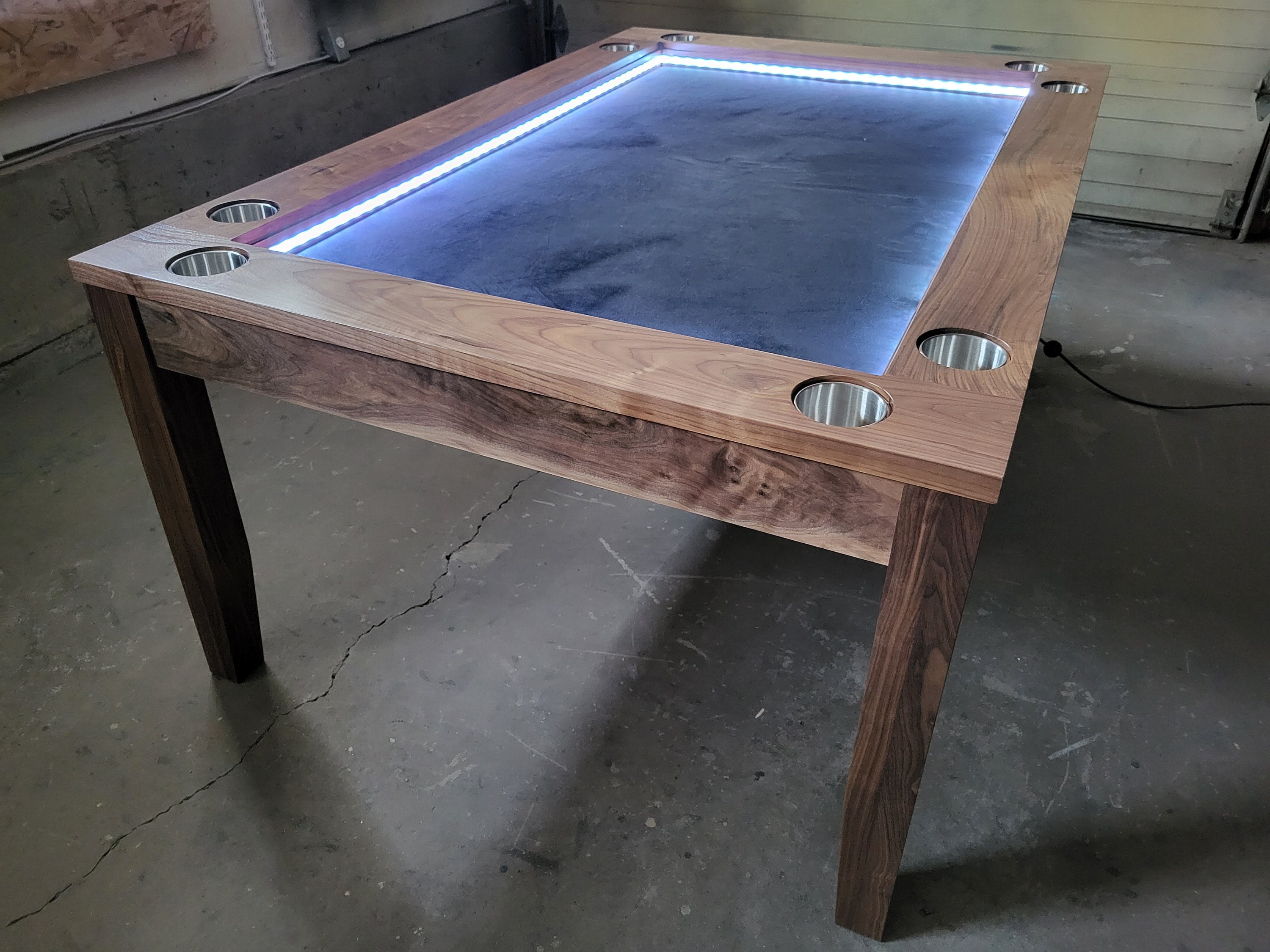 Walnut Board Game Table With Led's, 4 Drawers & 3-piece Inset Cover - Etsy