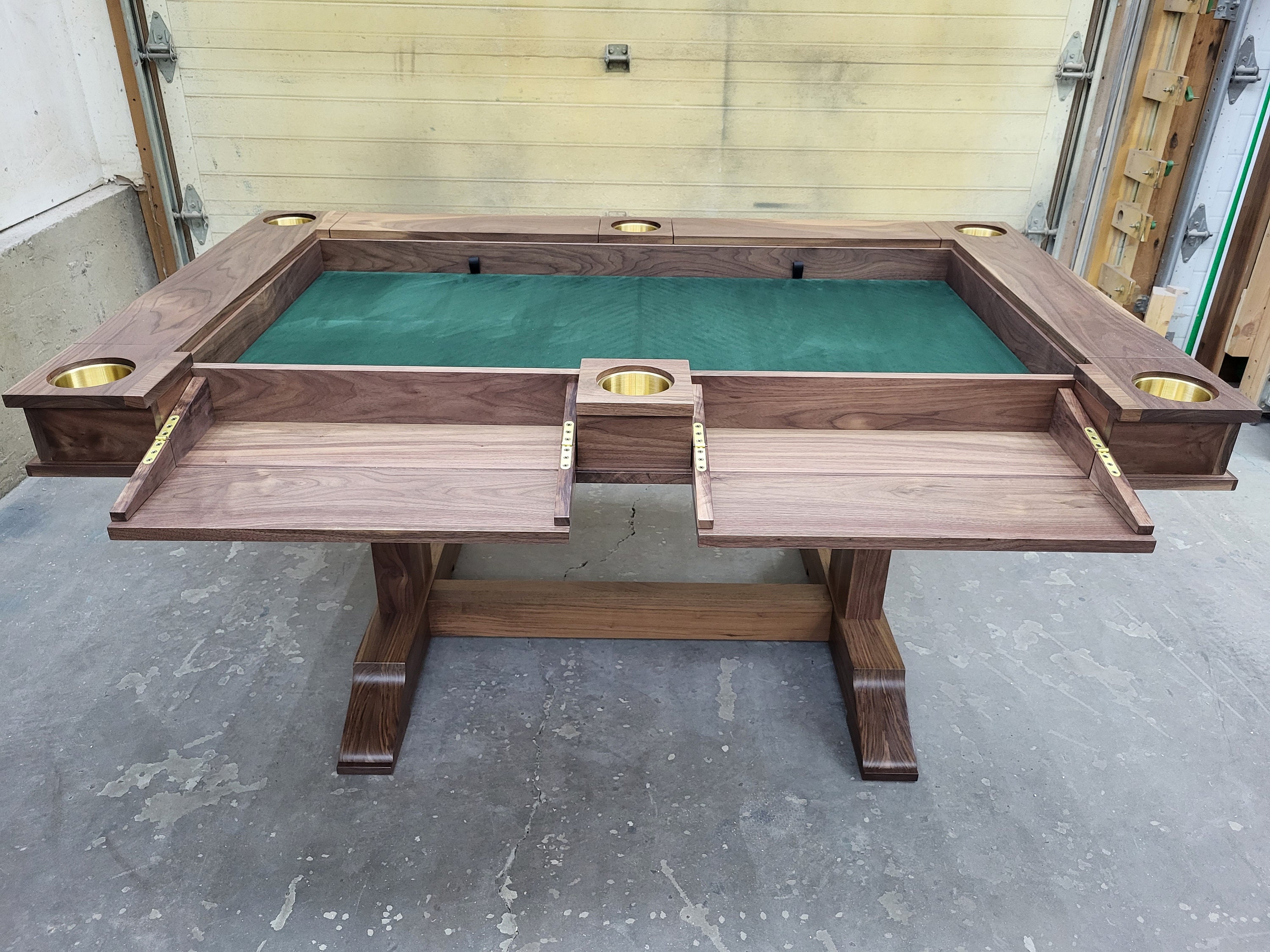 Walnut Board Game Table With Player Stations, & 3-piece Spill-resistant ...