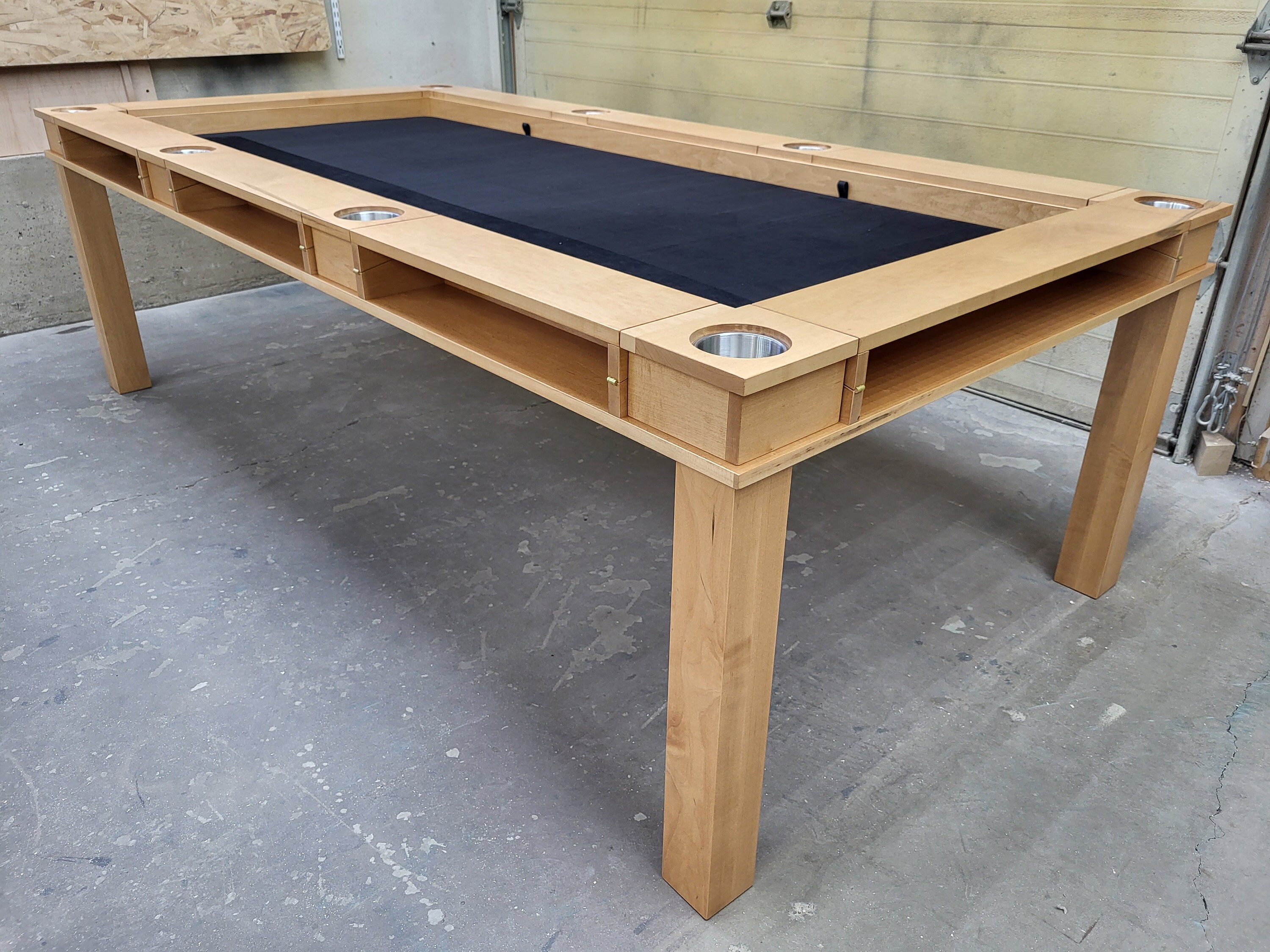 Maple Board Game Table With 8 Player Stations & 3-piece Spill-resistant ...