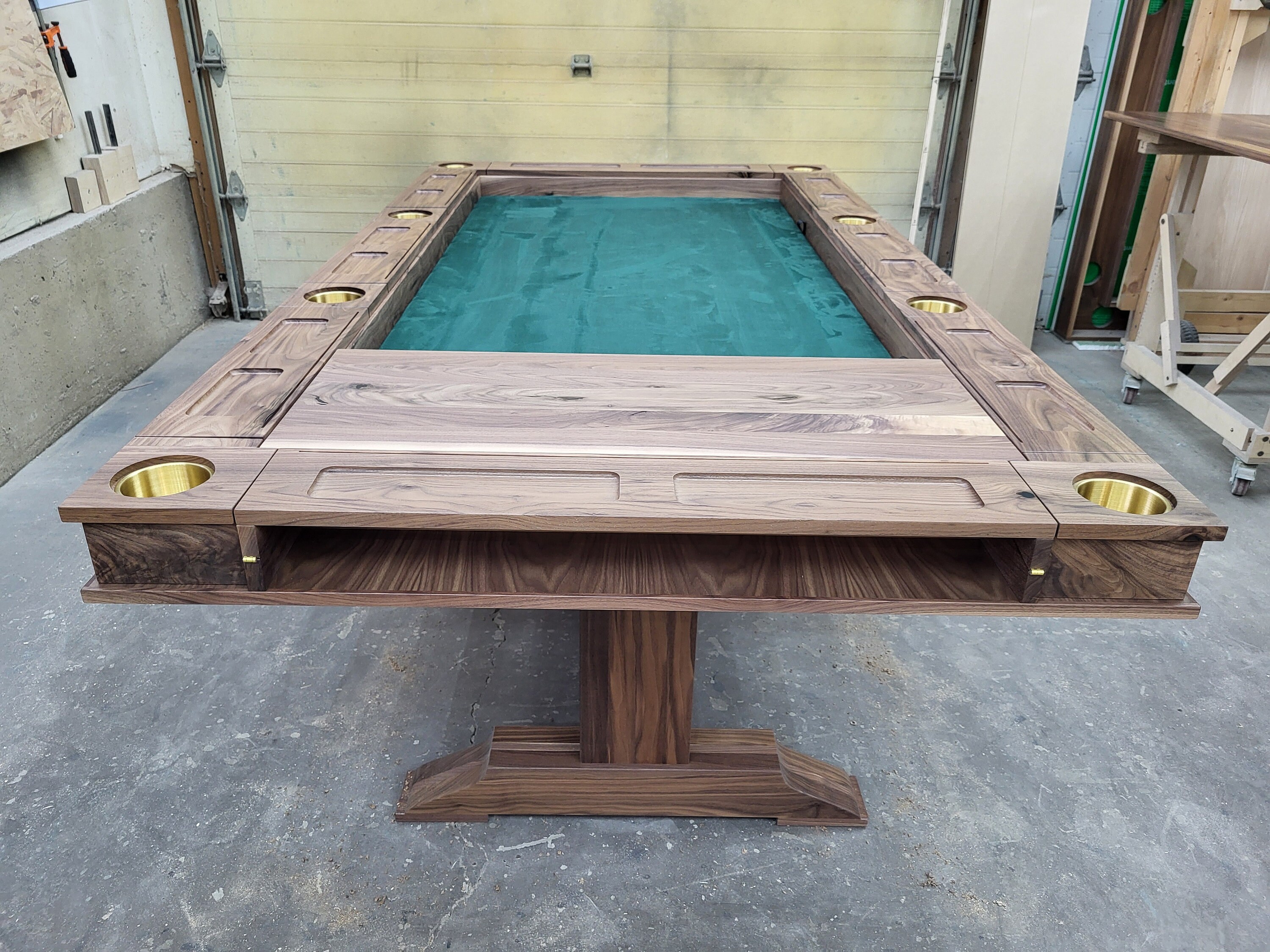 Walnut Board Game Table With Player Stations, Card Holders, Component ...