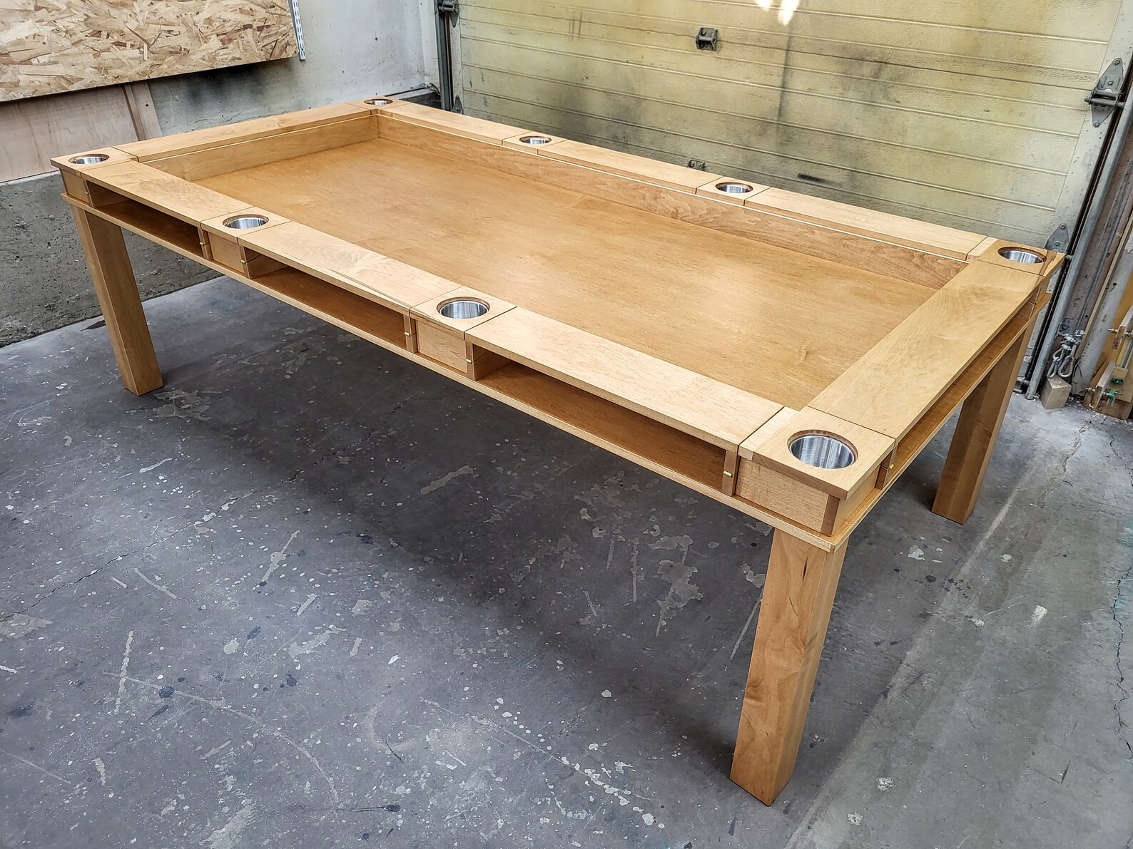 Maple Board Game Table With 8 Player Stations & 3-piece Spill-resistant ...