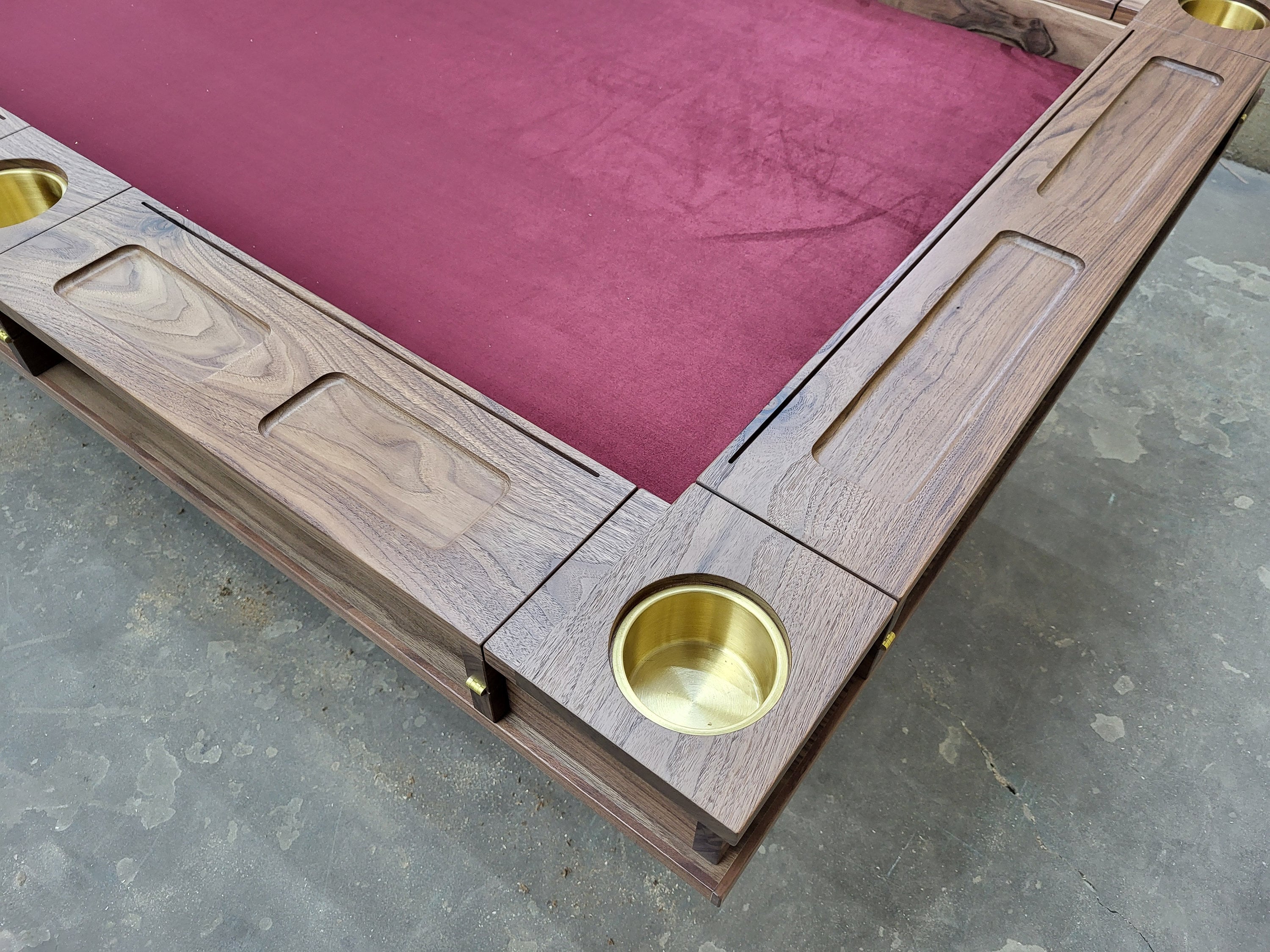 Walnut Board Game Table With Player Stations, Card Holders, Component ...