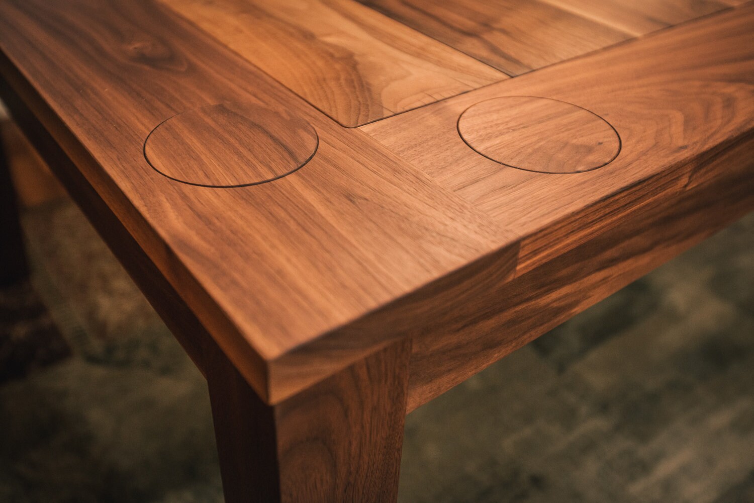 Walnut Board Game Table With Cupholder Fills and Inset Cover - Etsy