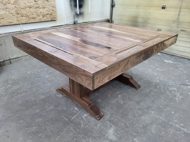 Walnut Board Game Table With Led's, 3-piece Inset Cover, Card Notch ...