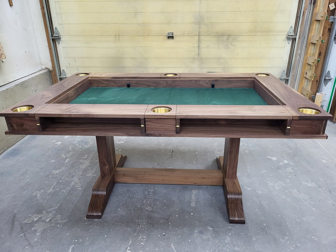 Walnut Board Game Table With Player Stations, & 3-piece Spill-resistant ...