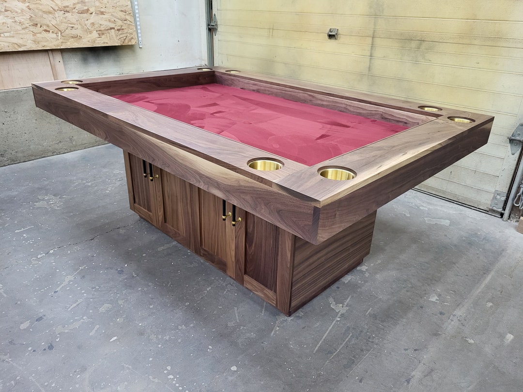 Walnut Board Game Table With Cabinet Base & 1-piece Full Cover - Etsy