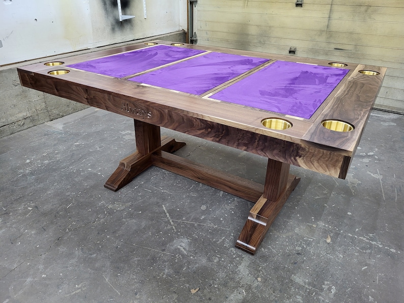 Walnut Board Game Table With Led's & Upholstered Inset Cover - Etsy