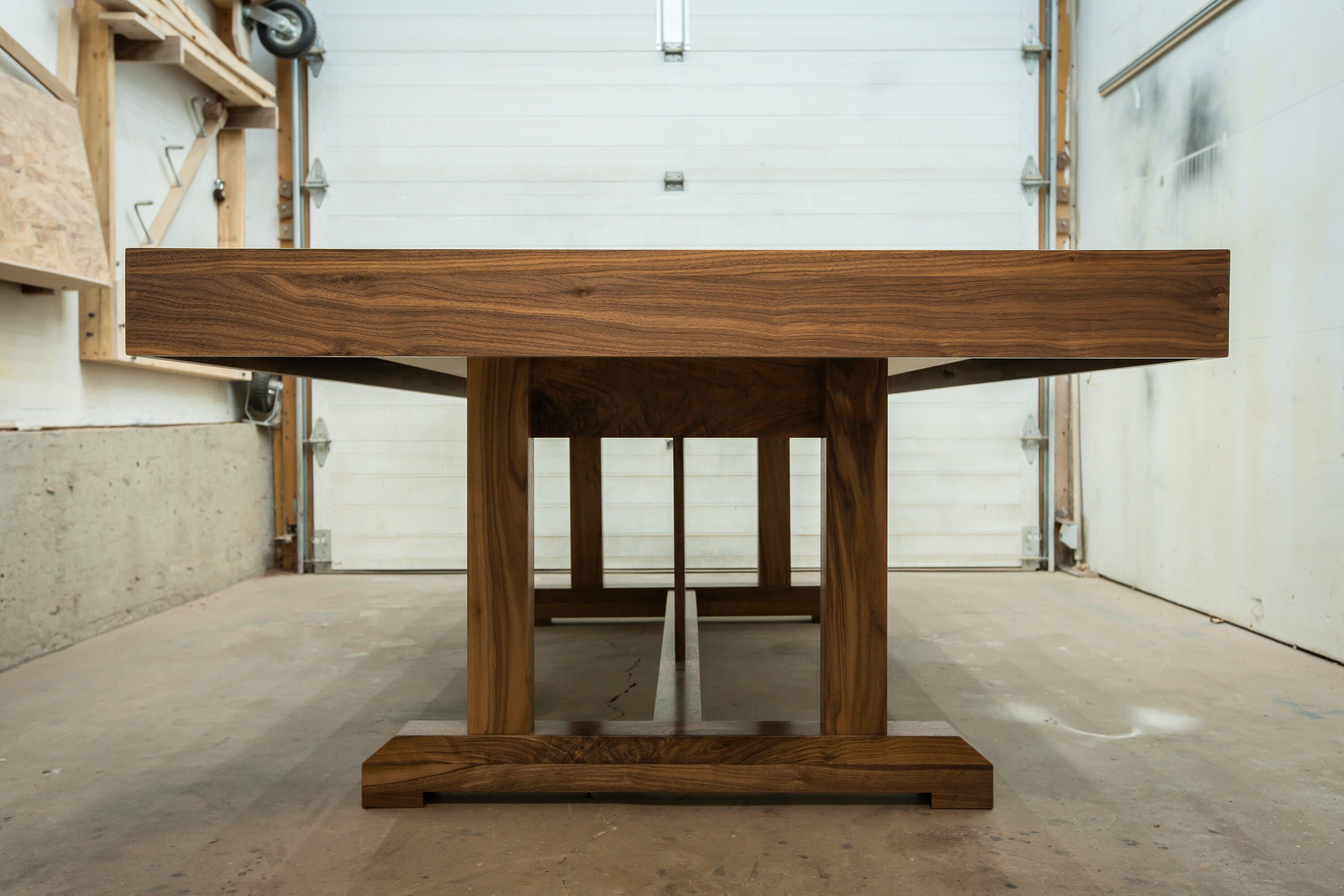 Walnut Board Game / Dining Table, 4x8 With Trestle Base and Four Piece ...