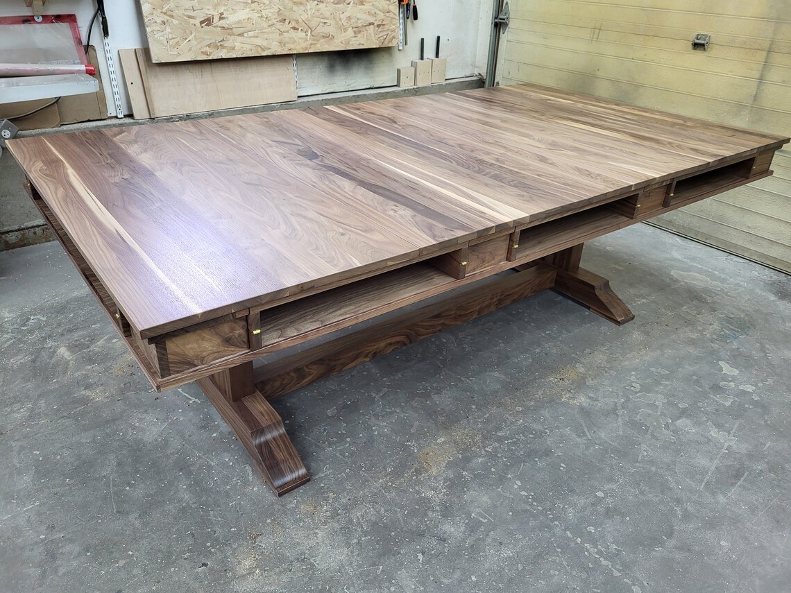 Walnut Board Game Table With Player Stations, Card Holders, Component ...