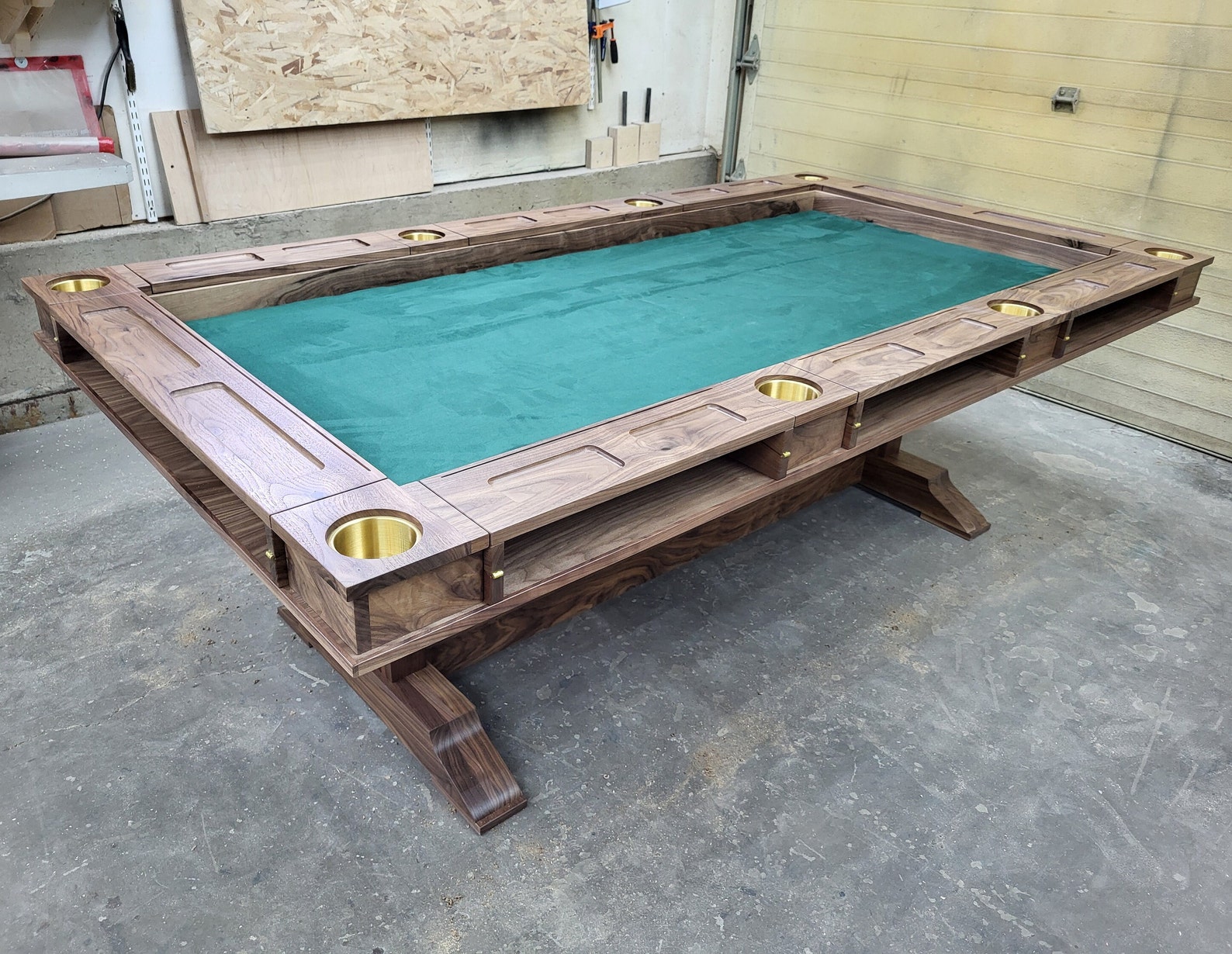 Walnut Board Game Table With Player Stations, Card Holders, Component ...