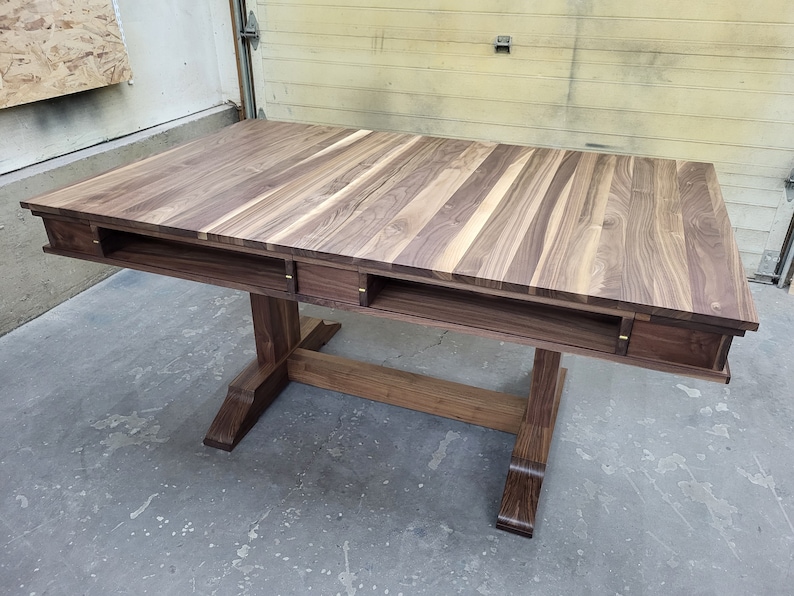 Walnut Board Game Table With Player Stations, & 3-piece Spill-resistant ...