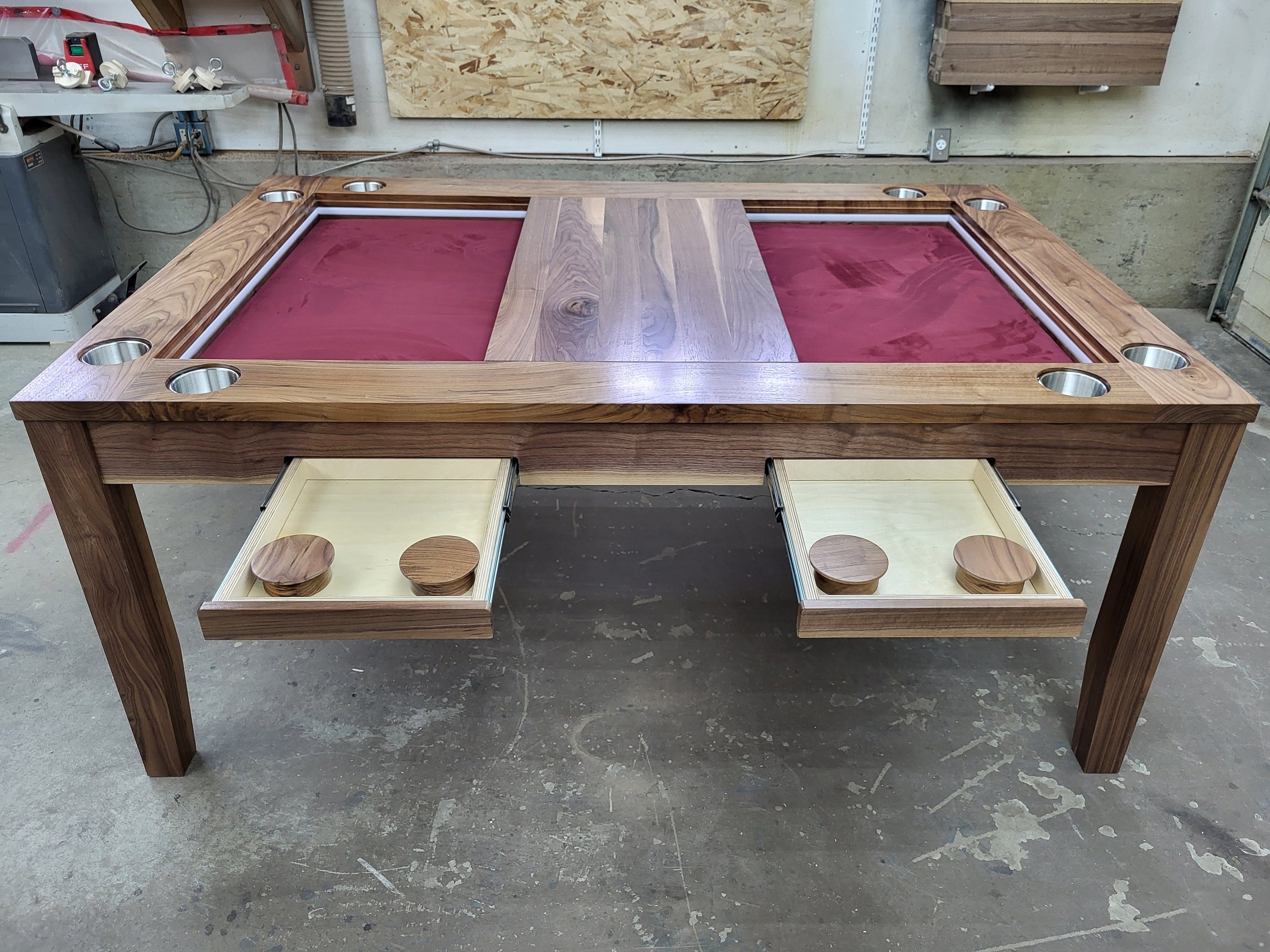 Walnut Board Game Table With Led's, 4 Drawers & 3-piece Inset Cover - Etsy