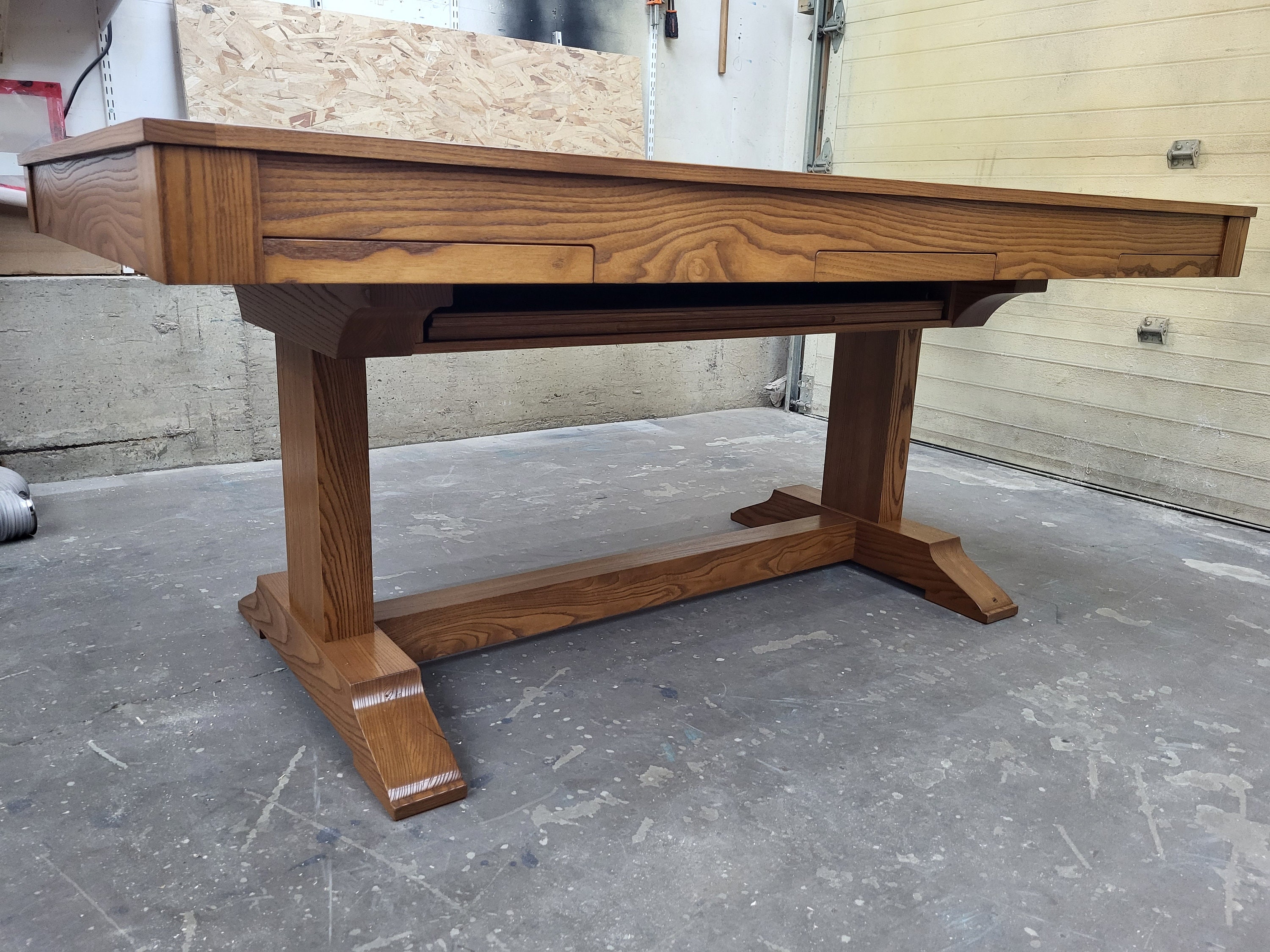 Ash Board Game Table With Slide Out Platforms & Drawers, 4-piece Inset ...