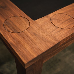 Walnut Board Game Table With Cupholder Fills and Inset Cover - Etsy