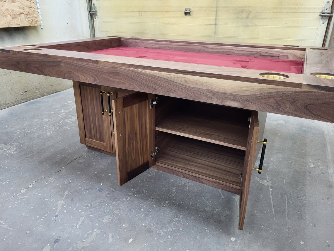 Walnut Board Game Table With Cabinet Base & 1-piece Full Cover - Etsy