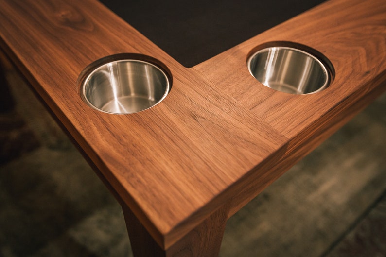 Walnut Board Game Table With Cupholder Fills and Inset Cover - Etsy