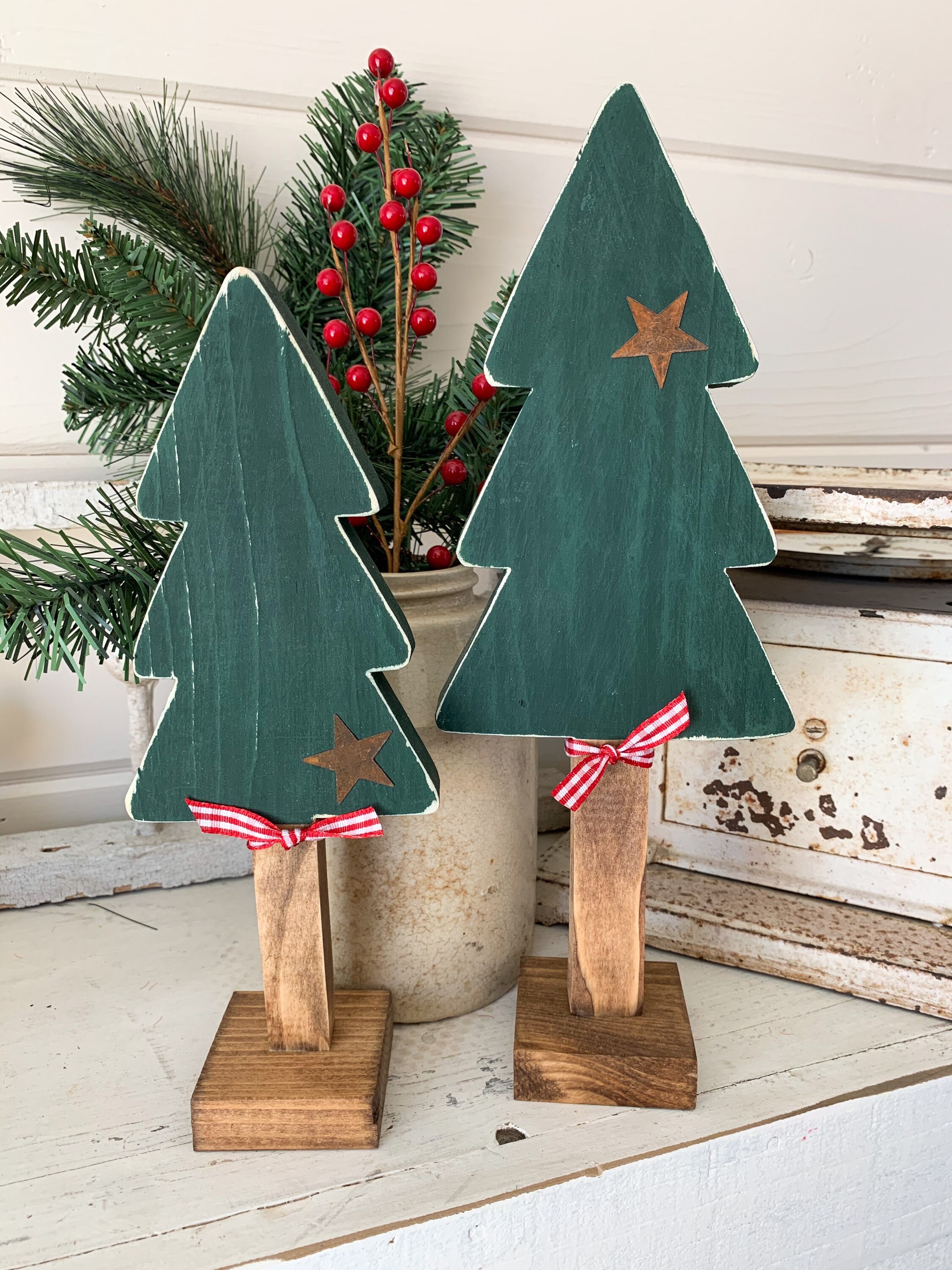 Christmas Trees with Rustic Stars | Etsy