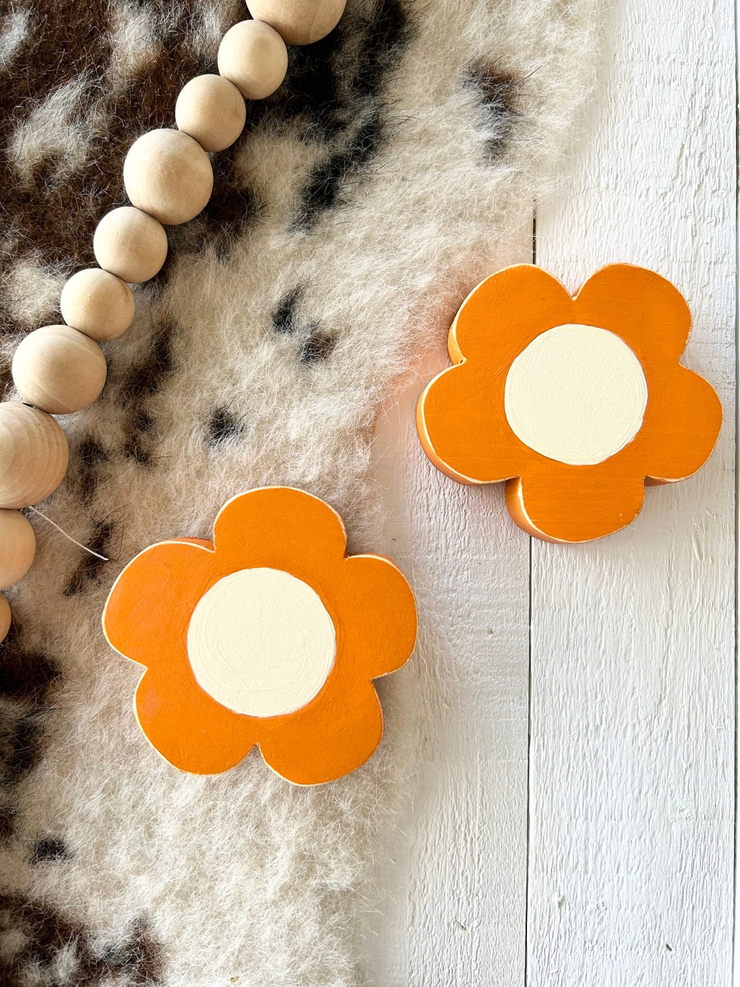 2 Mini Wood Flowers - Etsy