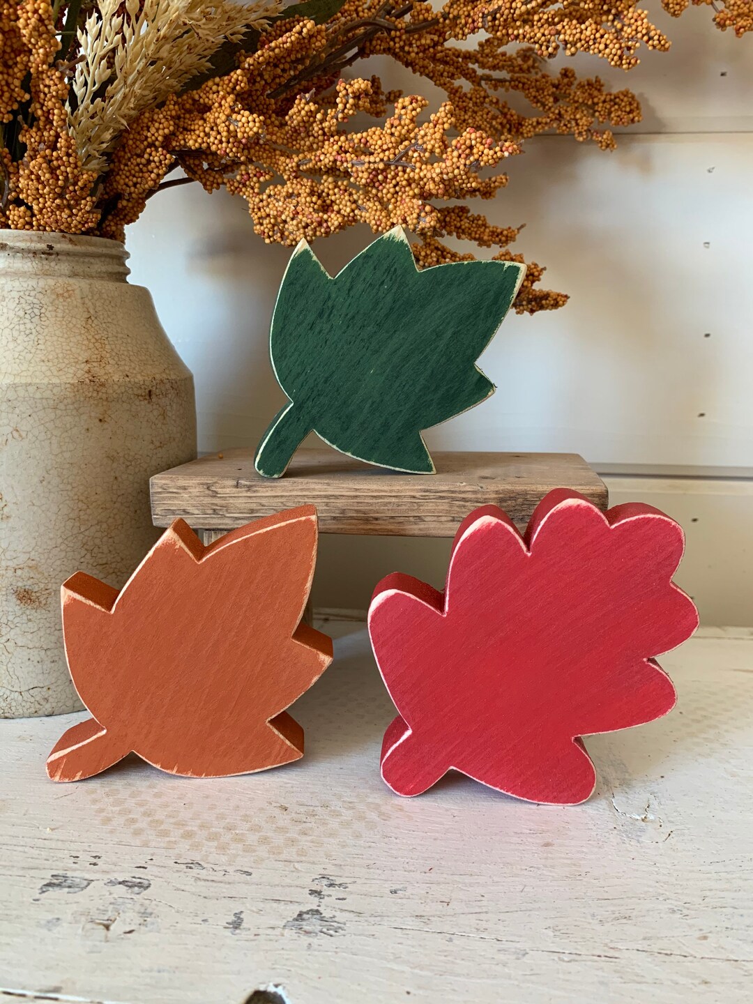 3 Mini Wood Leaves - Etsy