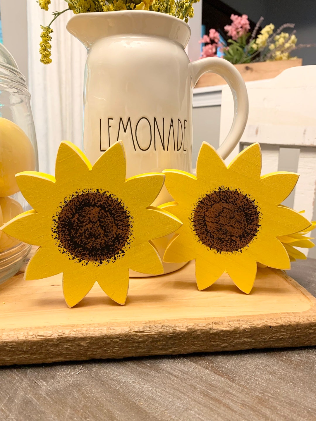 2 Mini Wood Sunflowers - Etsy
