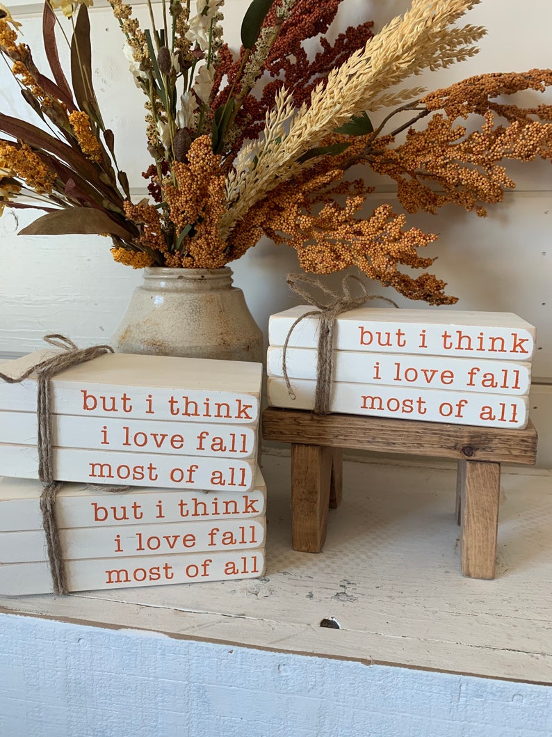 Wood Book Stacks- but I Think I Love Fall Most of All - Etsy