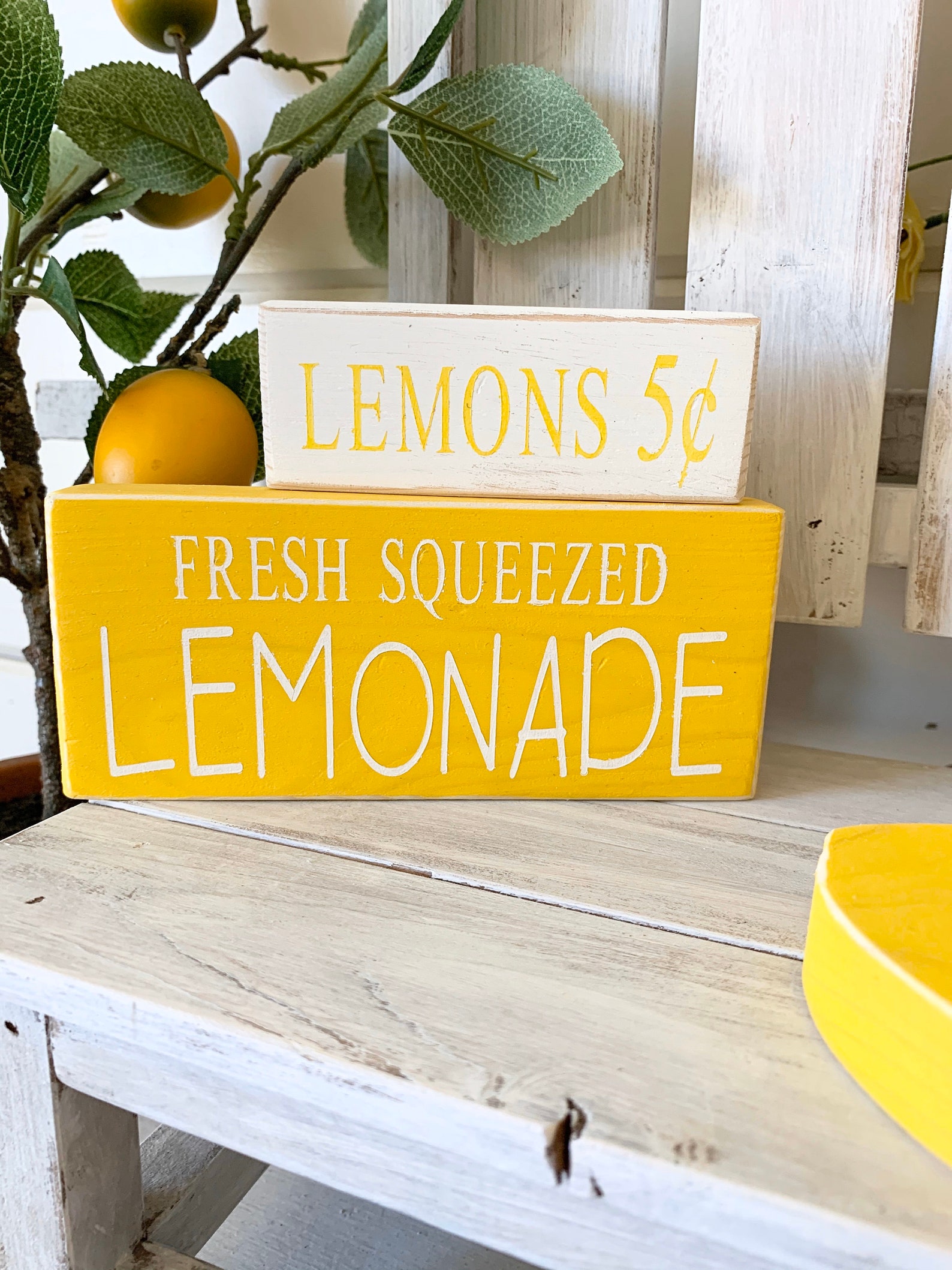 Mini Fresh Squeezed Lemonade & Lemons Sign Set - Etsy