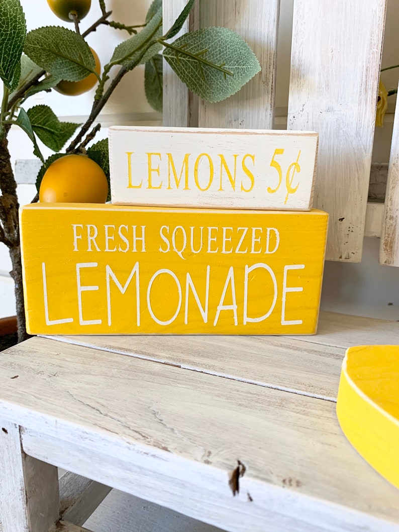Mini Fresh Squeezed Lemonade & Lemons Sign Set - Etsy