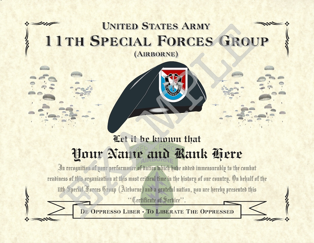 11th Special Forces Group (ABN) (mass Jump), 8.5" X 11" Personalized ...