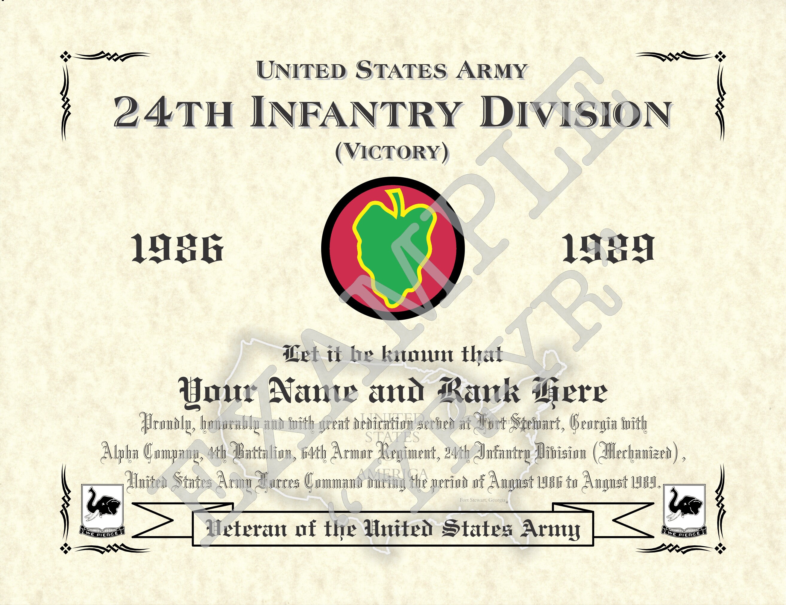 24th Infantry Division M Unit Affiliation Certificate | Etsy