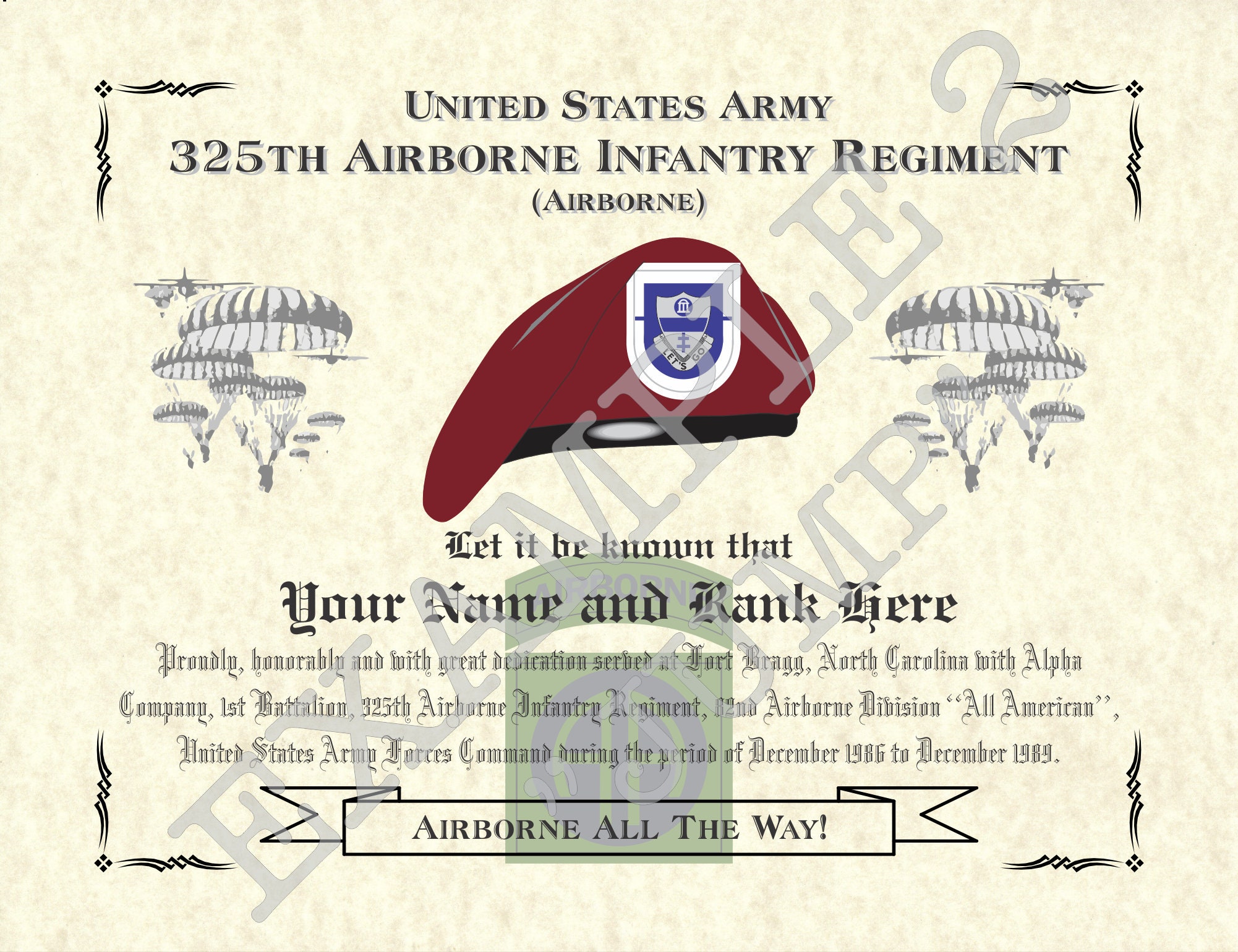 325th Airborne Infantry Regiment ABN Unit Beret Affiliation | Etsy