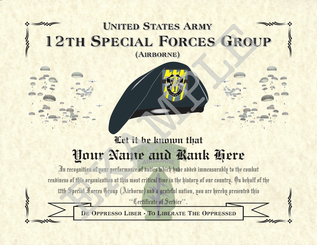 12th Special Forces Group (ABN) (mass Jump), 8.5" X 11" Personalized ...