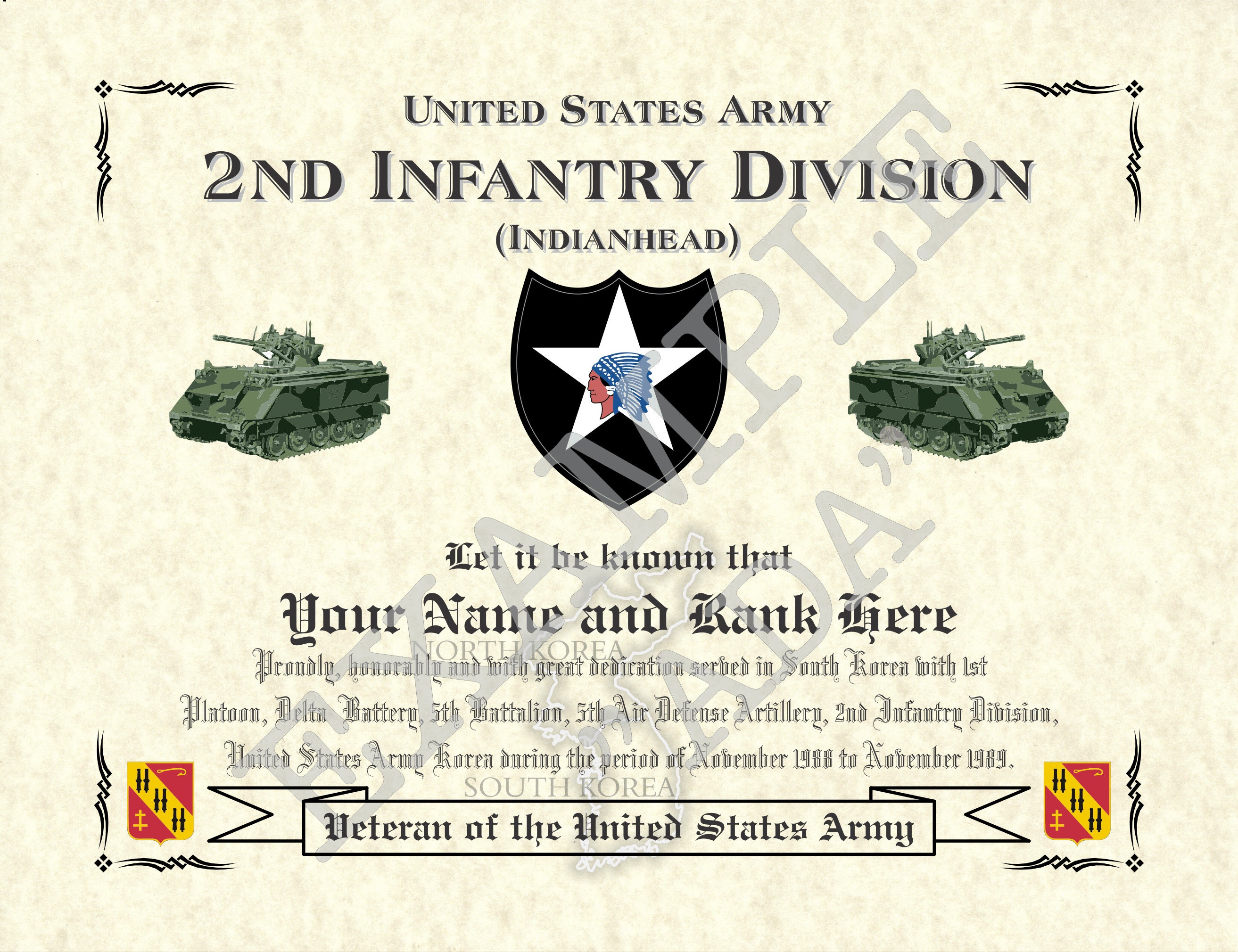 2nd Infantry Division Certificate 8.5 X 11 | Etsy
