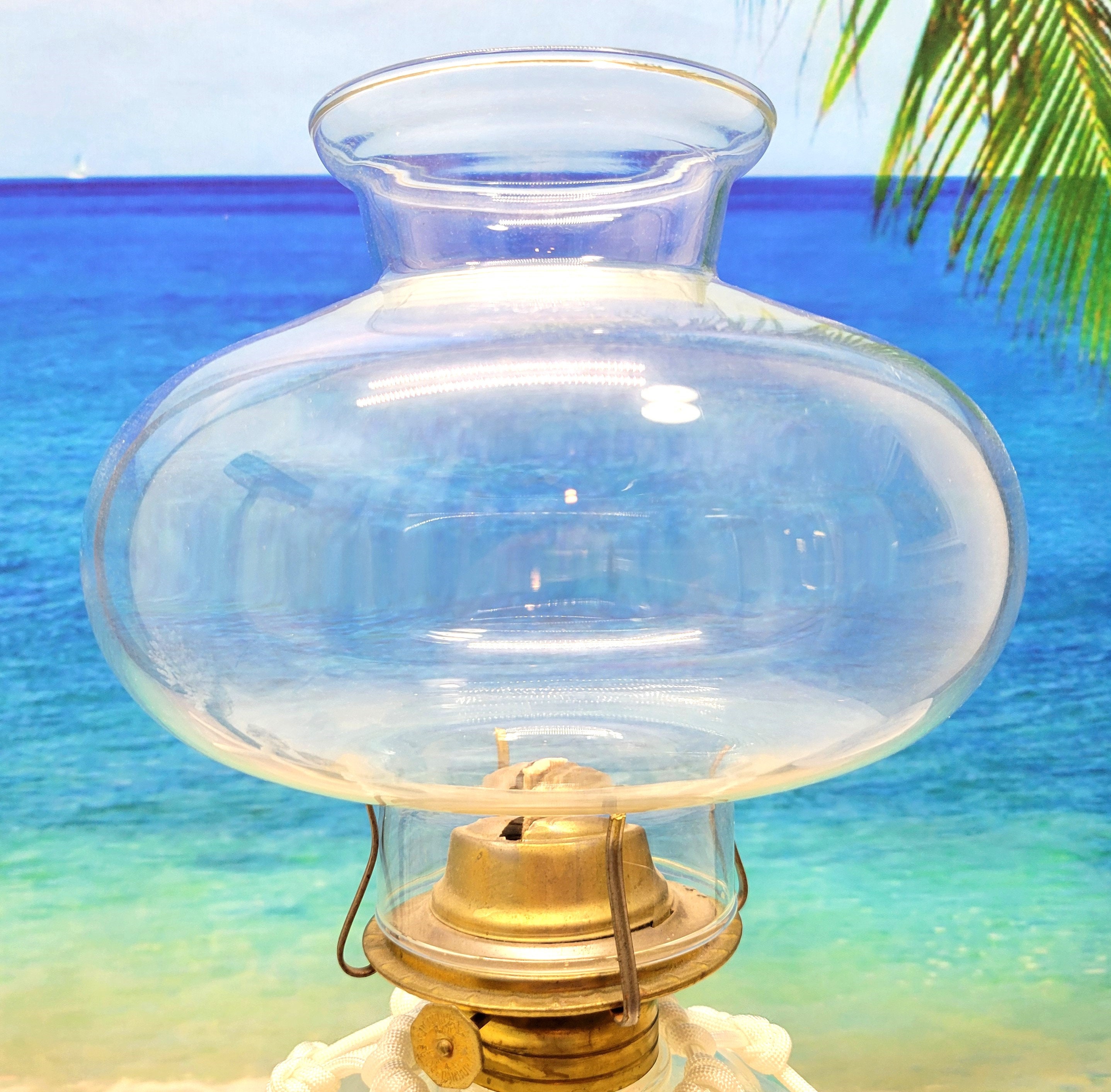 Nautical Updated Antique Kerosene Oil Lamp With White Hand Knotted Fish ...