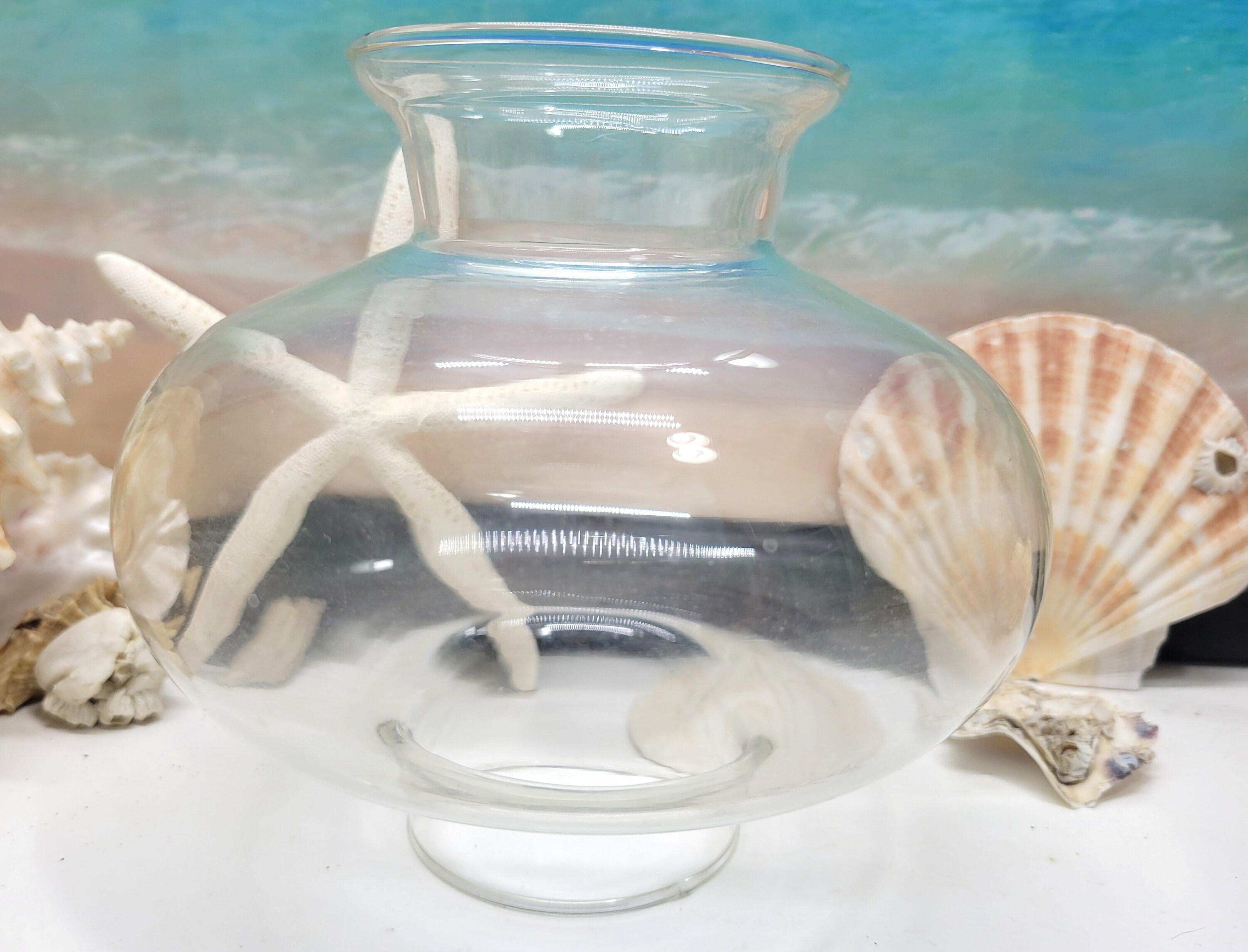 Nautical Updated Antique Kerosene Oil Lamp With White Hand Knotted Fish ...
