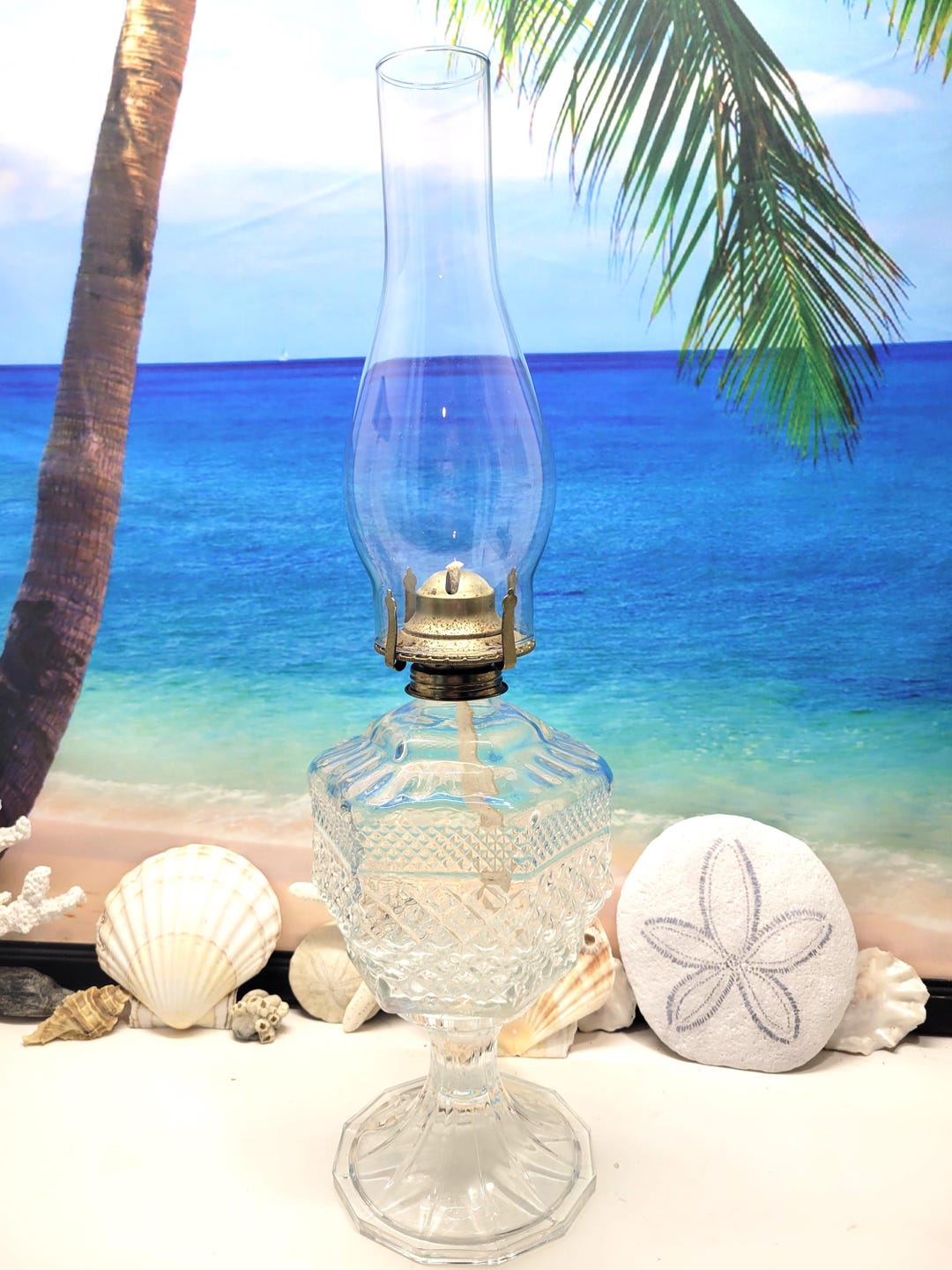 Upcycled Crystal Oil Lamp Stand: Kerosene Lamp With Glass Holder - Etsy