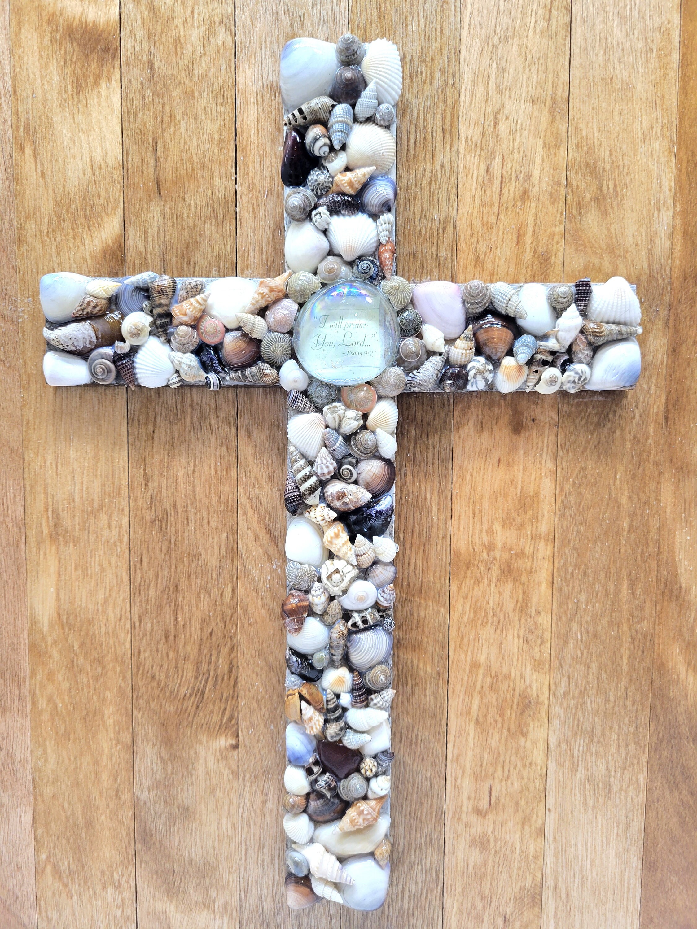 Large Natural Sea Shell Cross on Stained and Sealed Wood - Etsy