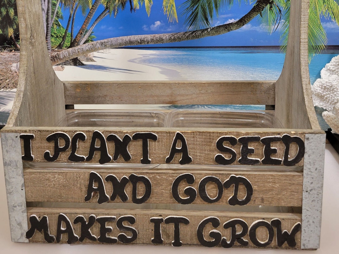 Farmhouse Wooden Flower Pot Carrier, "i Plant a Seed" Design - Etsy