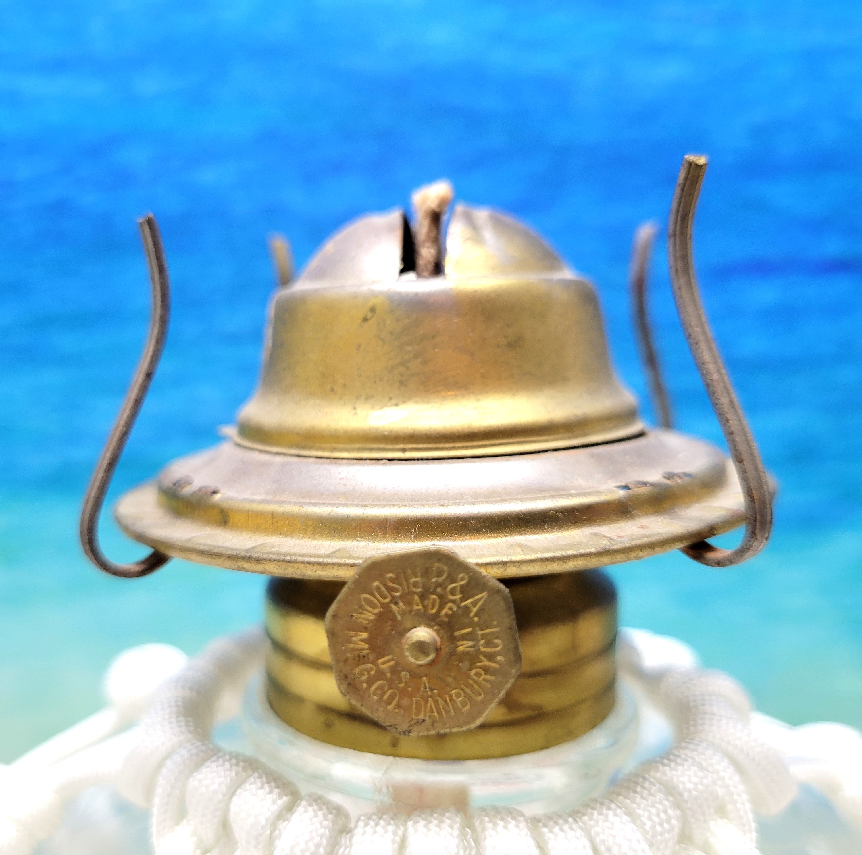 Nautical Updated Antique Kerosene Oil Lamp With White Hand Knotted Fish ...