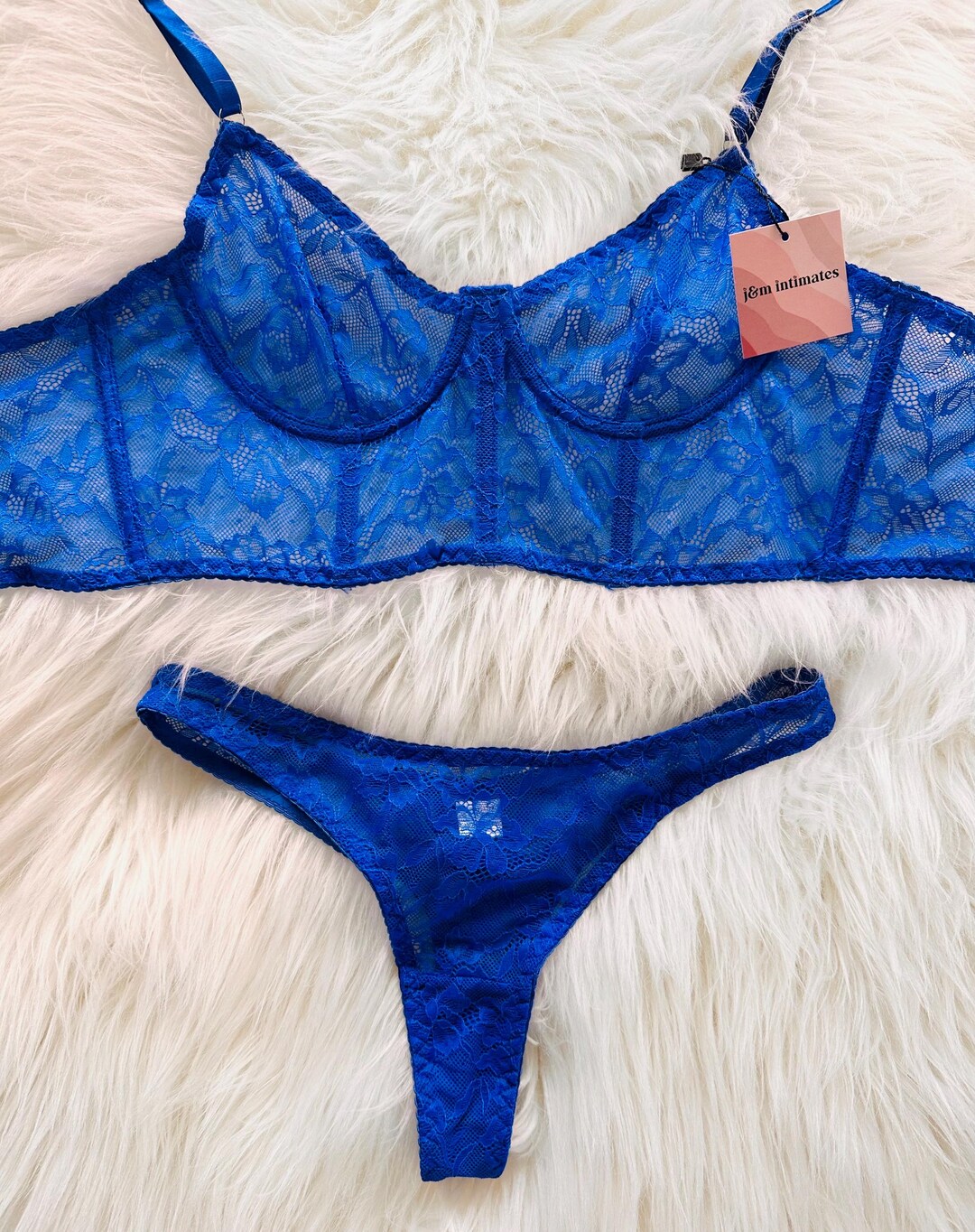 Royal Blue Strwtch Lace Bridal Bustier Lingerie Floral Lace Lingerie ...